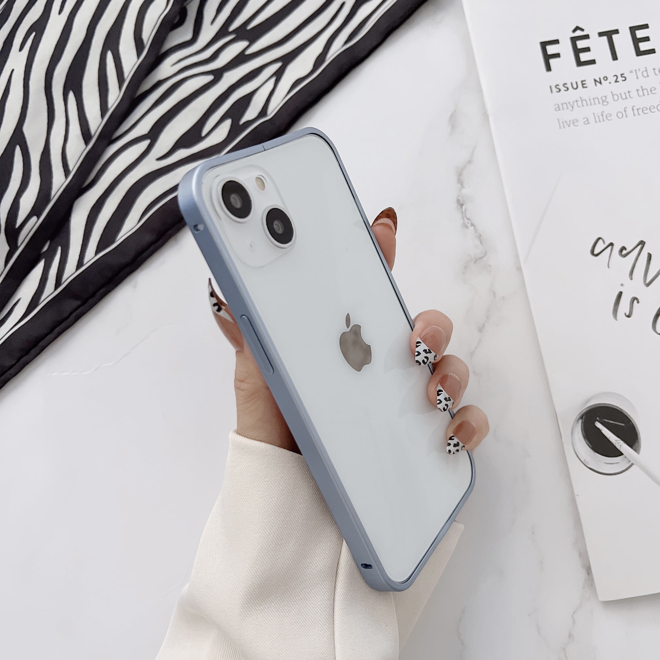 ELEHOLD for iPhone 12 Mini 5.4 inch Metal Bumper Case, Frosting Matte Metal Frame Case Soft TPU ...