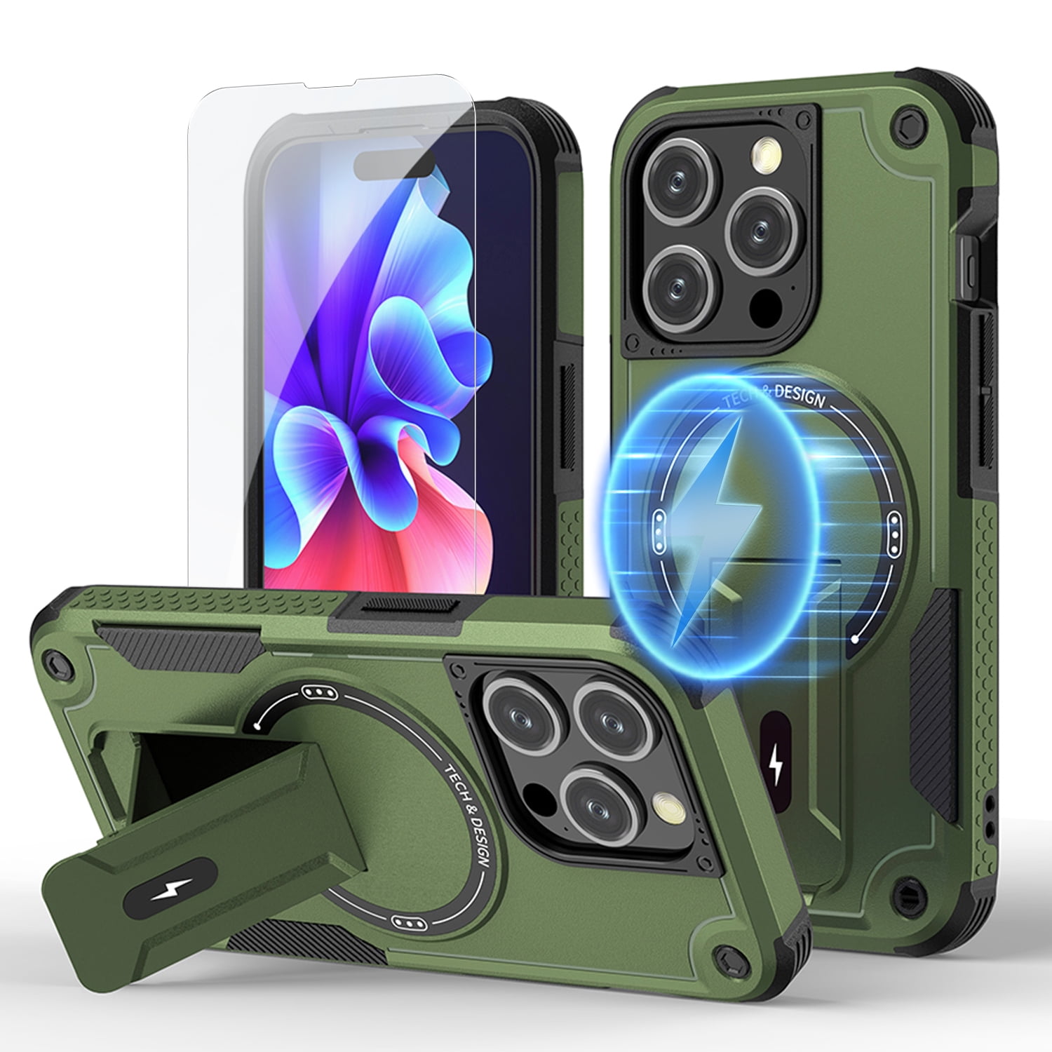 ELEHOLD for iPhone 13 Pro Max Armor Case,Hybrid Hard PC Silicone ...