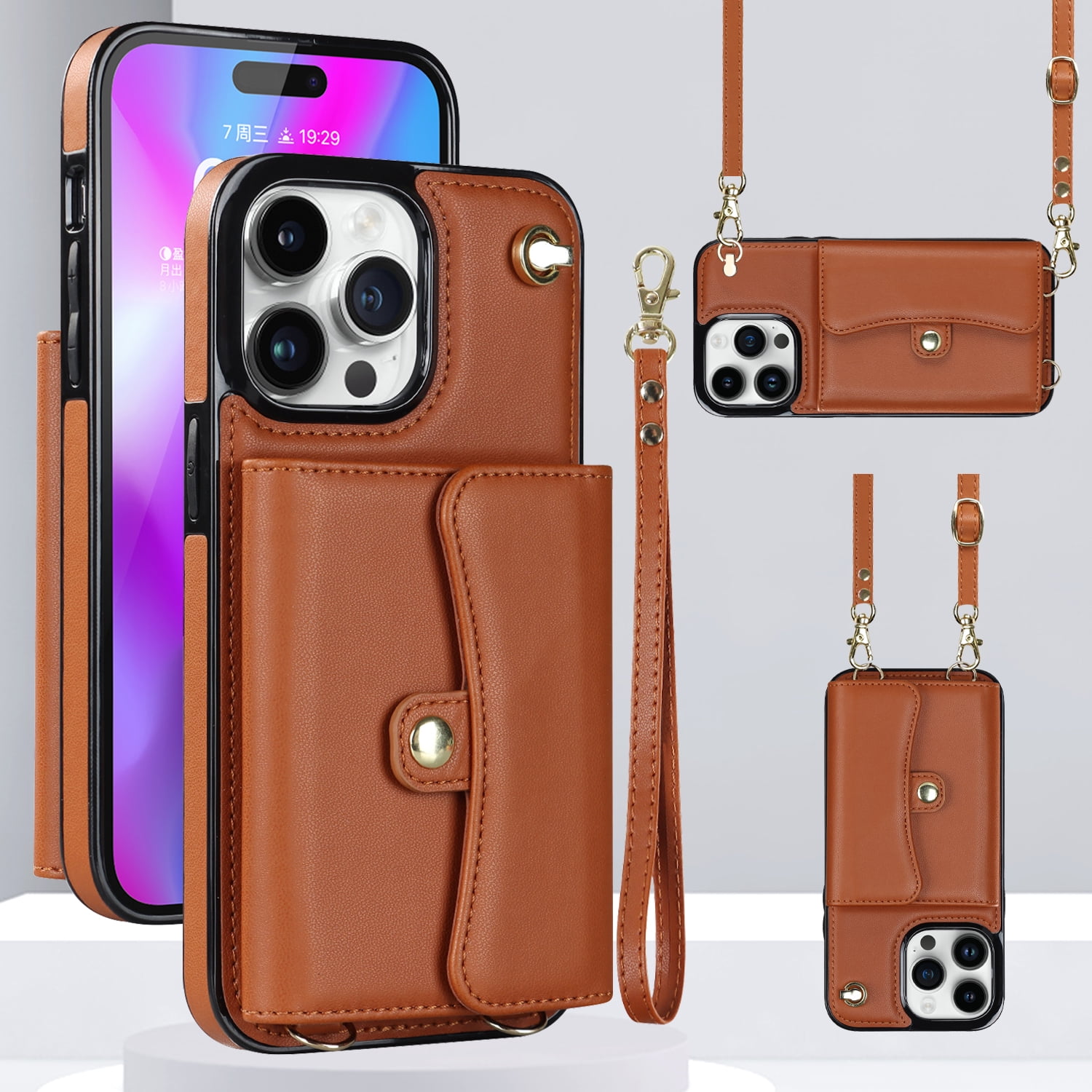 ELEHOLD for iPhone 13 Pro Multi-Functional Wallet Case Organ Card Slots ...