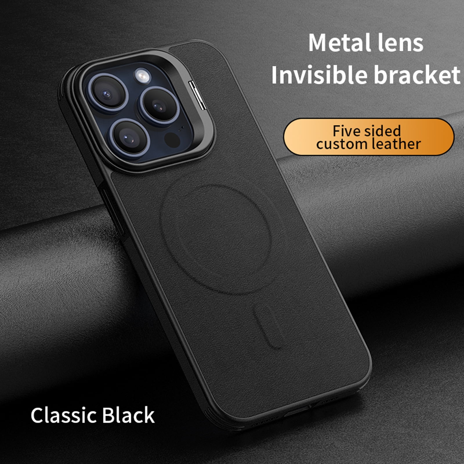 ELEHOLD for iPhone 15 Pro Leather Case,Strong Magnetic Compatible with ...