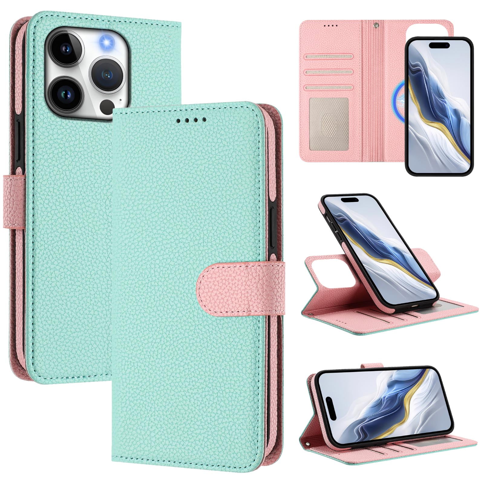ELEHOLD For iPhone 16 Pro Max Flip Wallet Case, 2-in-1 Detachable ...