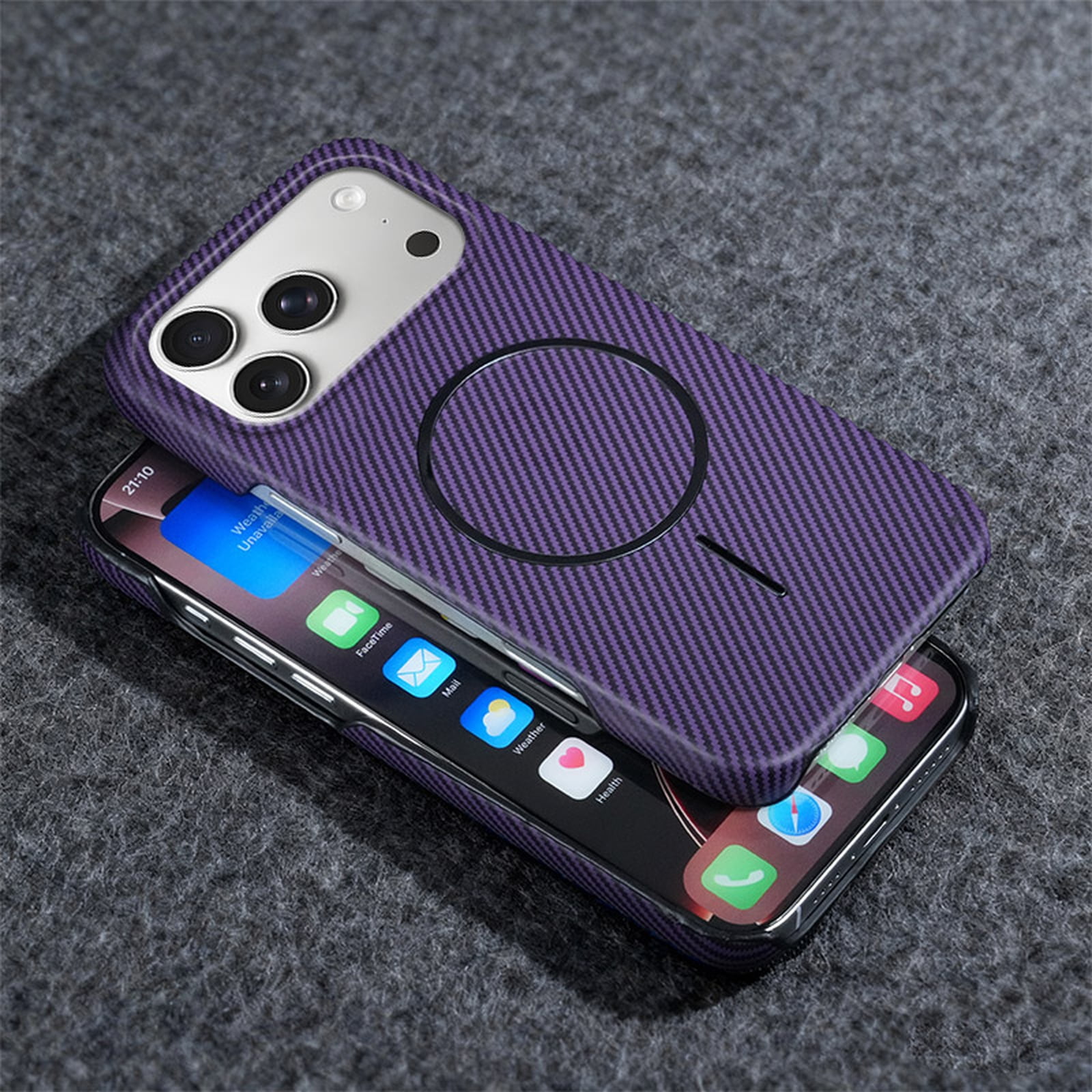 ELEHOLD For iPhone 17 Pro Mag Safe Case, Carbon Fiber Texture Slim Shockproof Rugged Hard PC ...