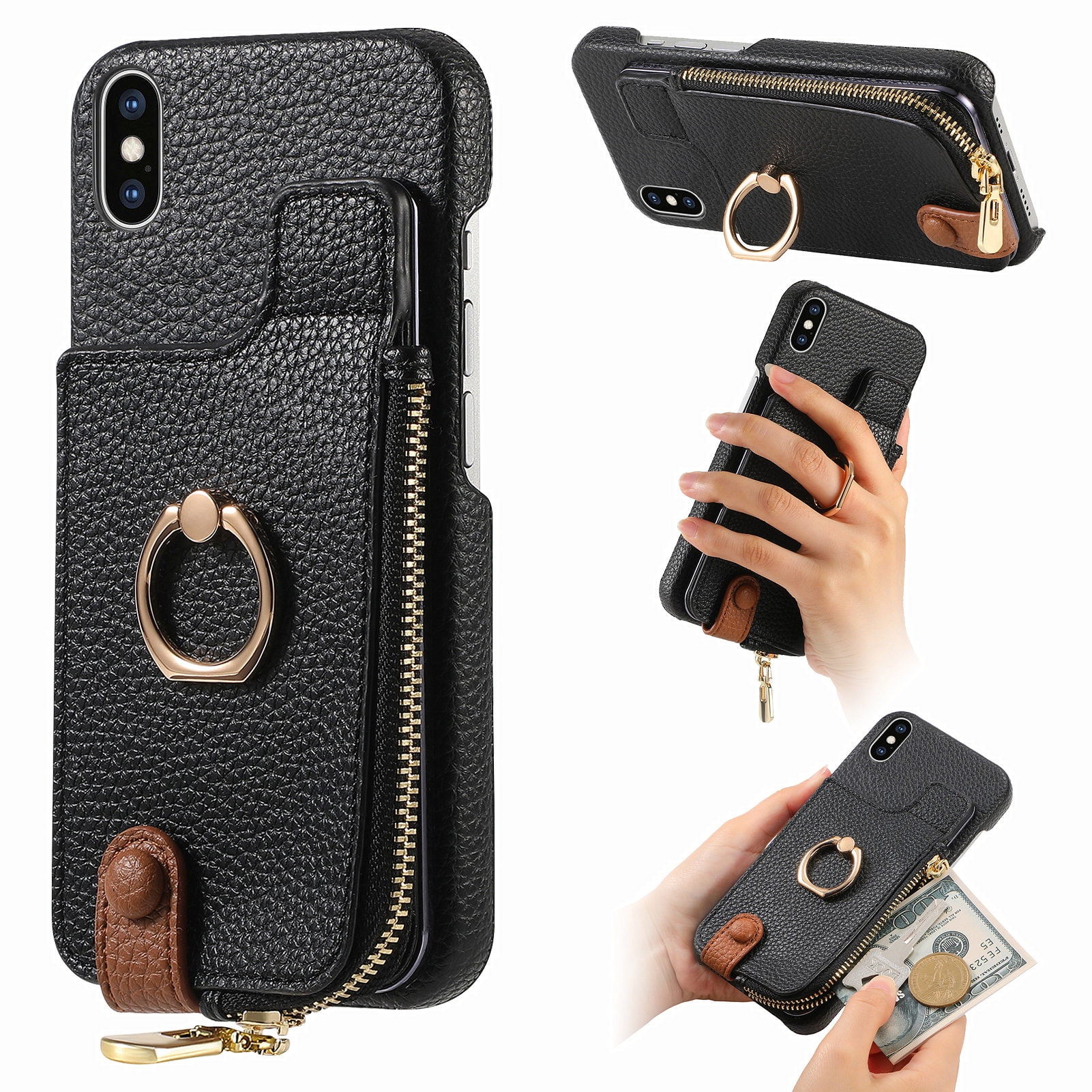 ELEHOLD for iPhone XR Luxury Leather Wallet Case with Back Flip Card ...