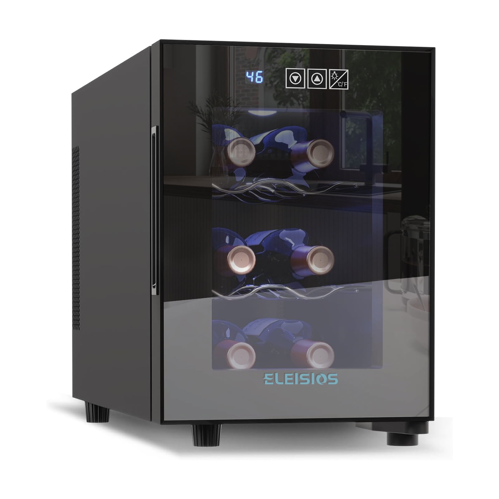 JINJUNYE 6-Bottle Countertop Wine Cooler, Mini Fridge with Digital ...