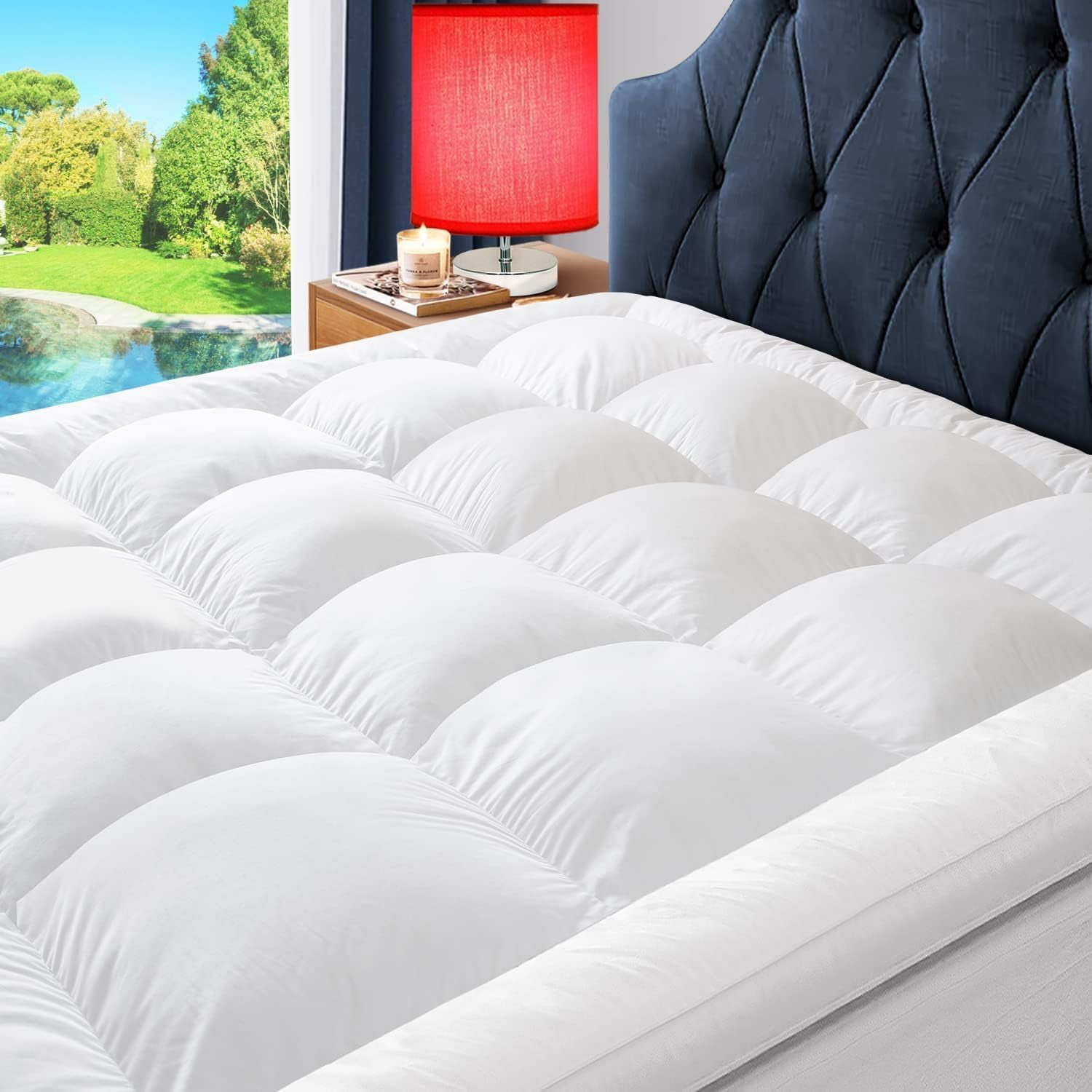 ELEMUSE 1300 GSM Overfilled Mattress Topper Queen with Baffle Box ...