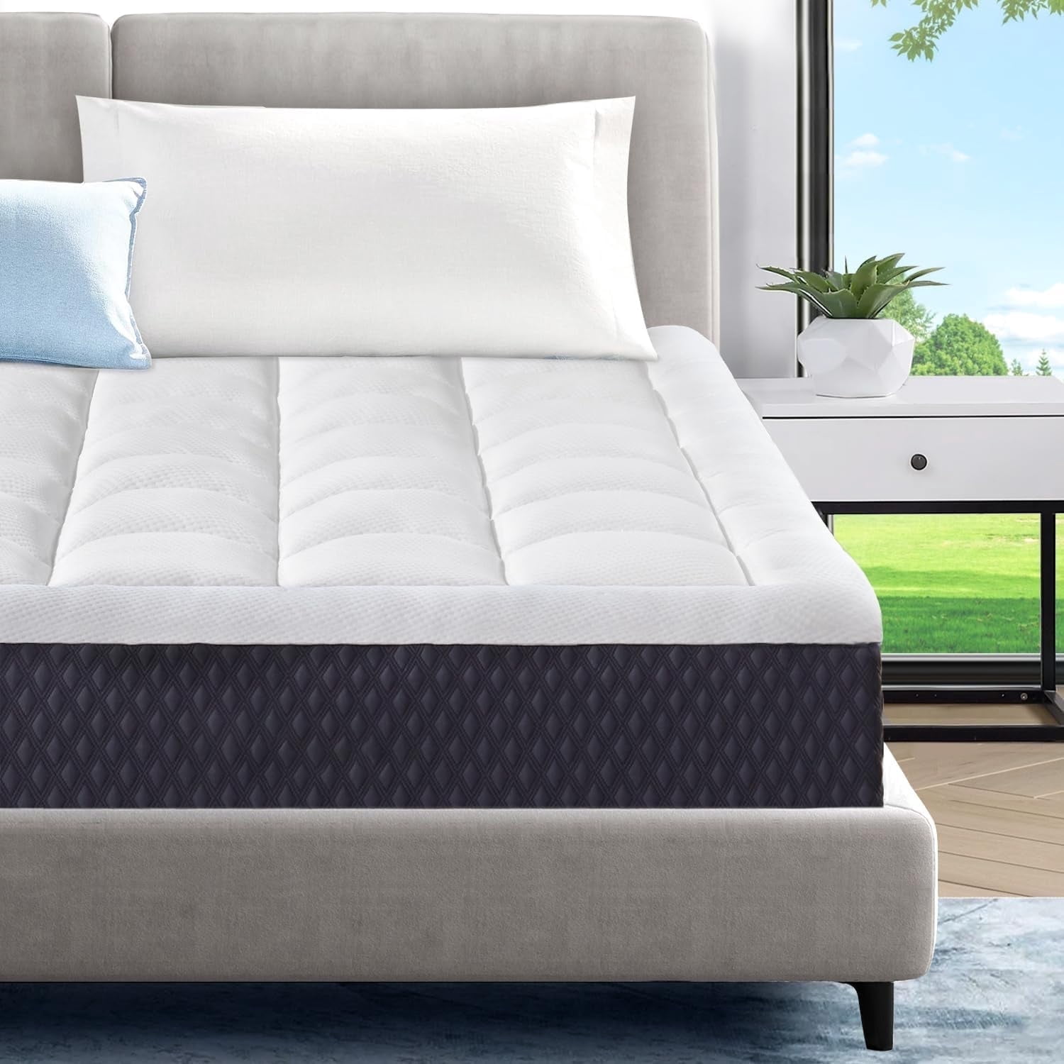 ELEMUSE Kids 8-Inch Gel Memory Foam Mattress, King, Medium Firm, Pillow ...