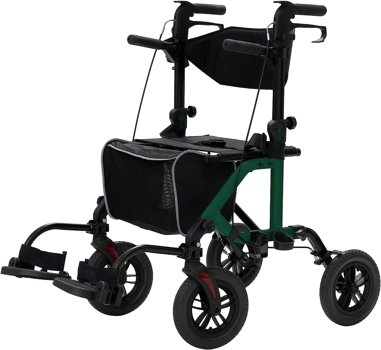 ELENKER All-Terrain Rollator Walker & Transport Wheelchair with Brake ...