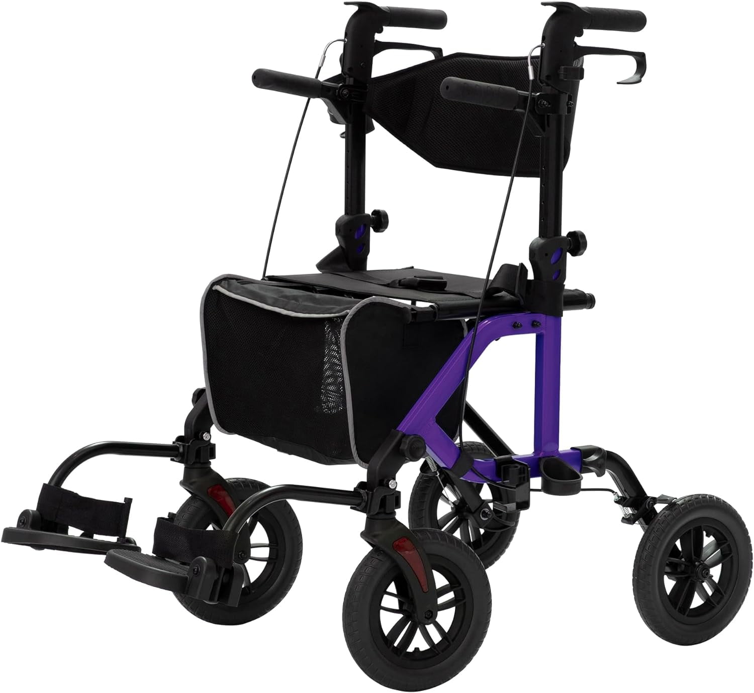 ELENKER All-Terrain 2 in 1 Folding Rollator Walker & Transport ...