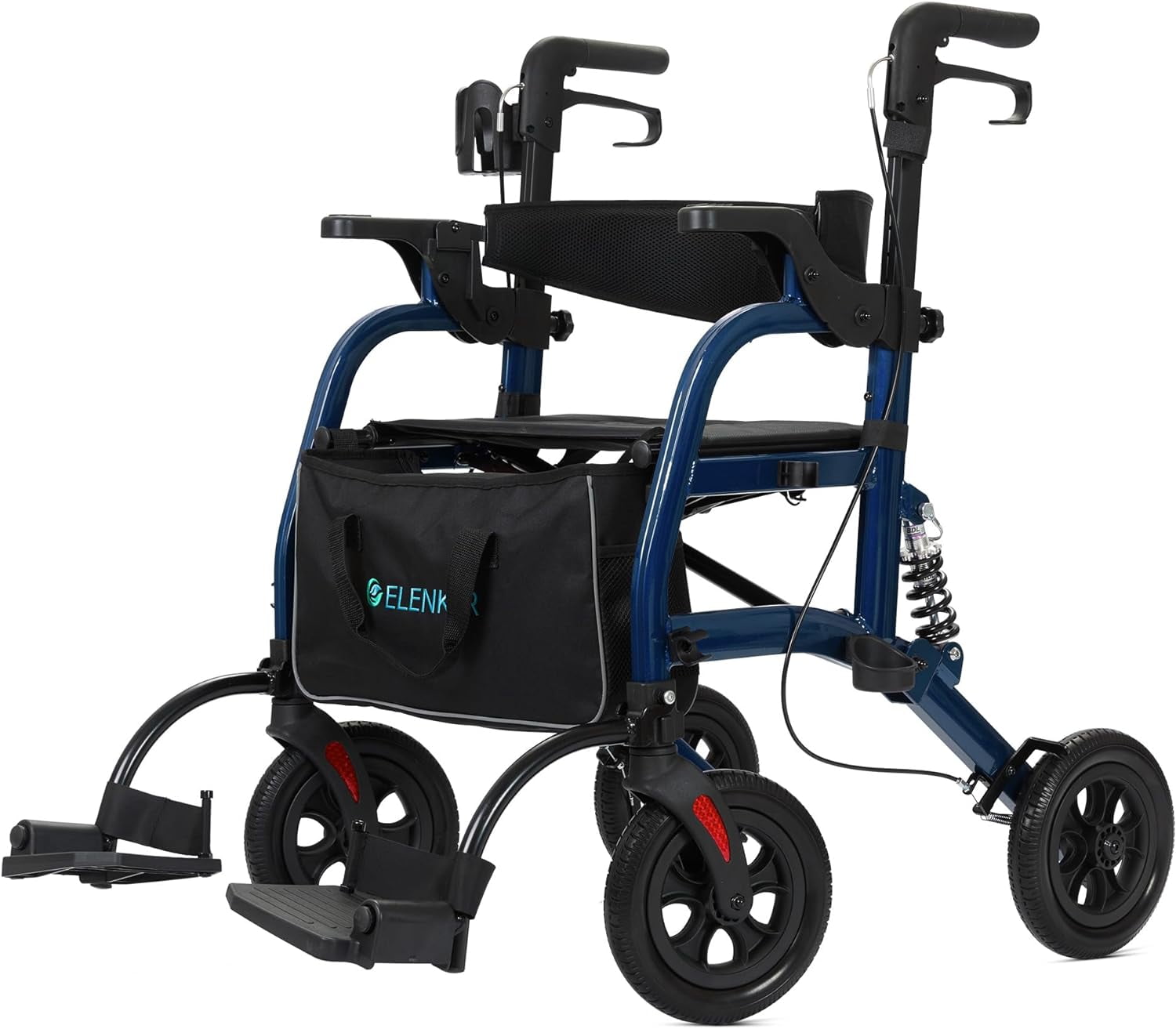 ELENKER All-Terrain 2 in 1 Rollator Walker & Transport Chair for ...
