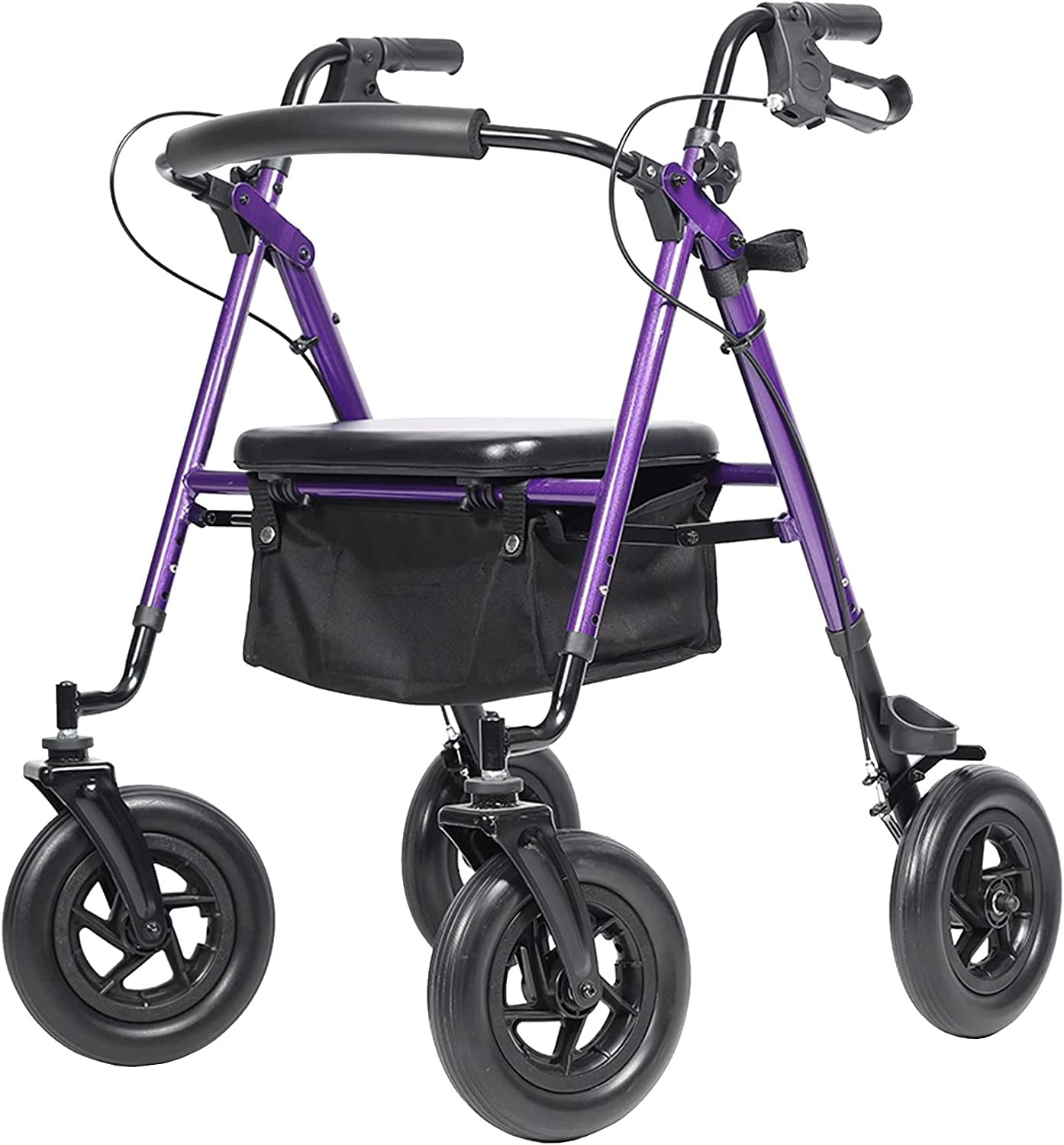 ELENKER All-Terrain Rollator Walker with 10” Rubber Wheels for Seniors ...