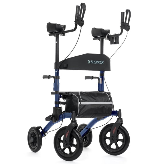 ELENKER All-Terrain Upright Rollator Walker with Seat for Seniors - 12 ...