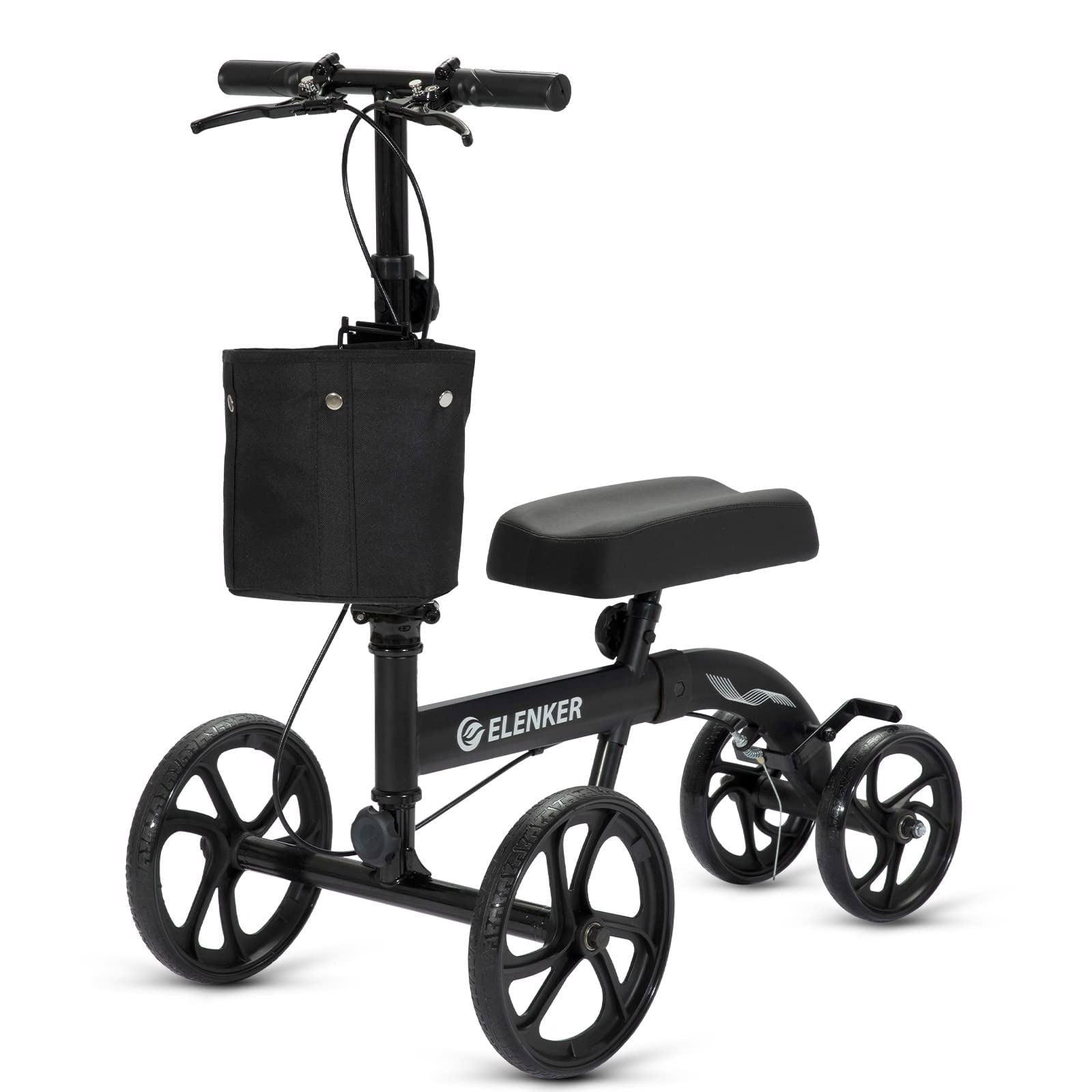ELENKER Foldable Knee Walker with 10" Front Wheels Steerable Scooter ...