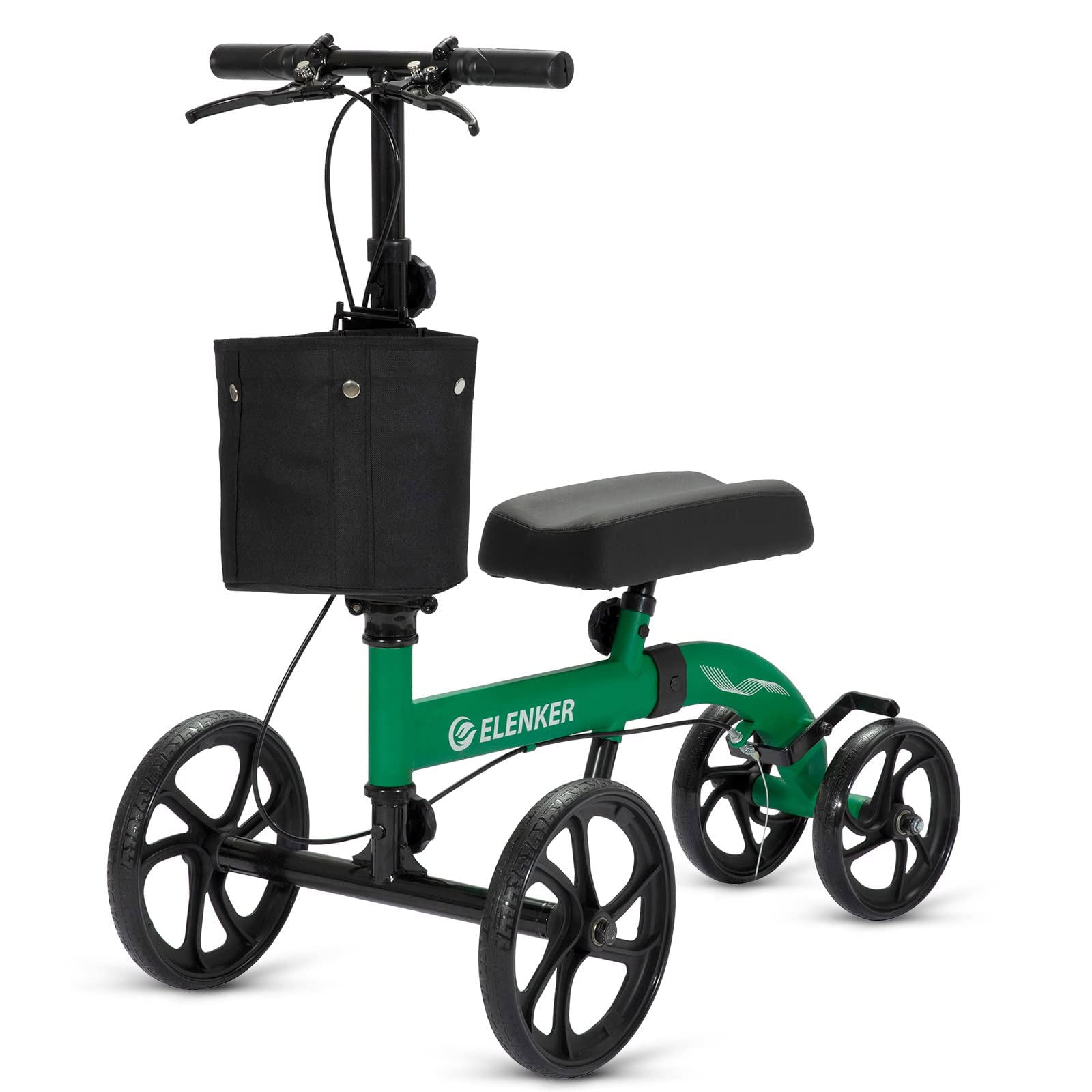 ELENKER Foldable Knee Walker with 10" Front Wheels Steerable Scooter ...