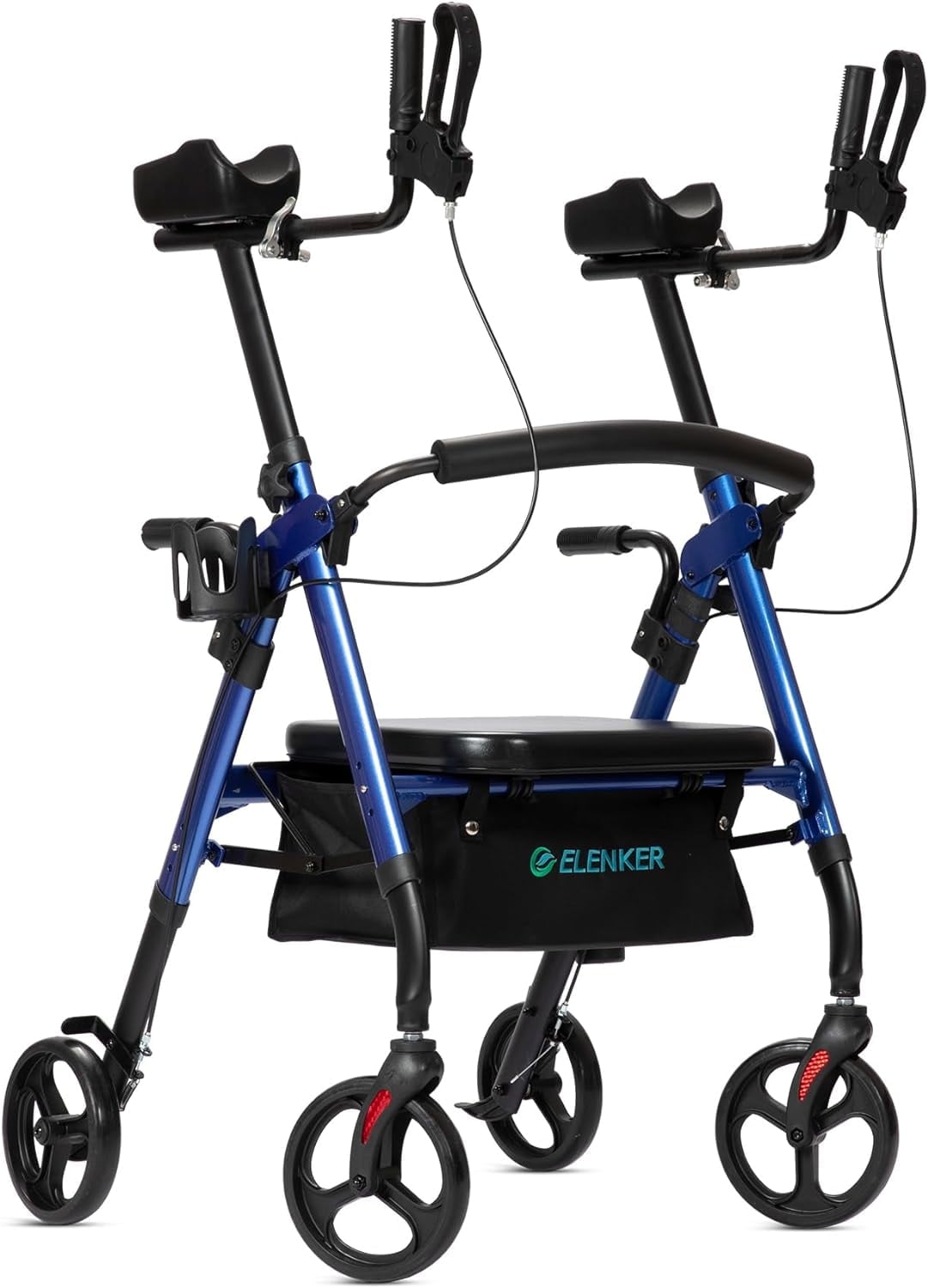 ELENKER Heavy Duty Upright Rollator Walker, 500 lbs Capacity ...
