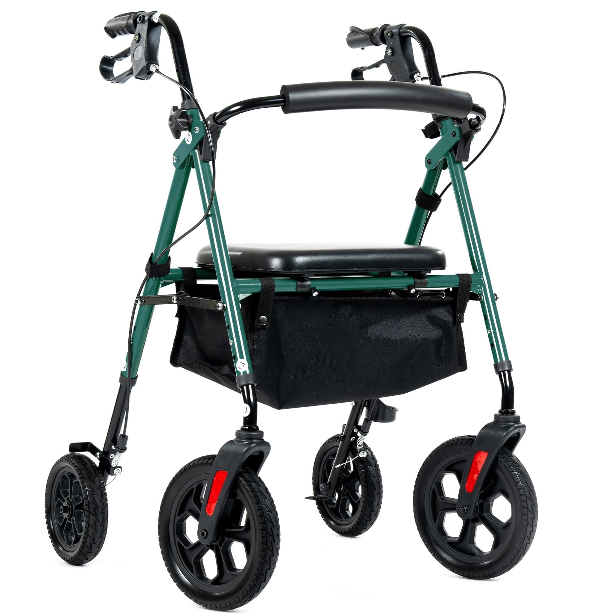 ELENKER Rollator Walker with 10" All-Terrain Wheels, Adjustable Padded ...