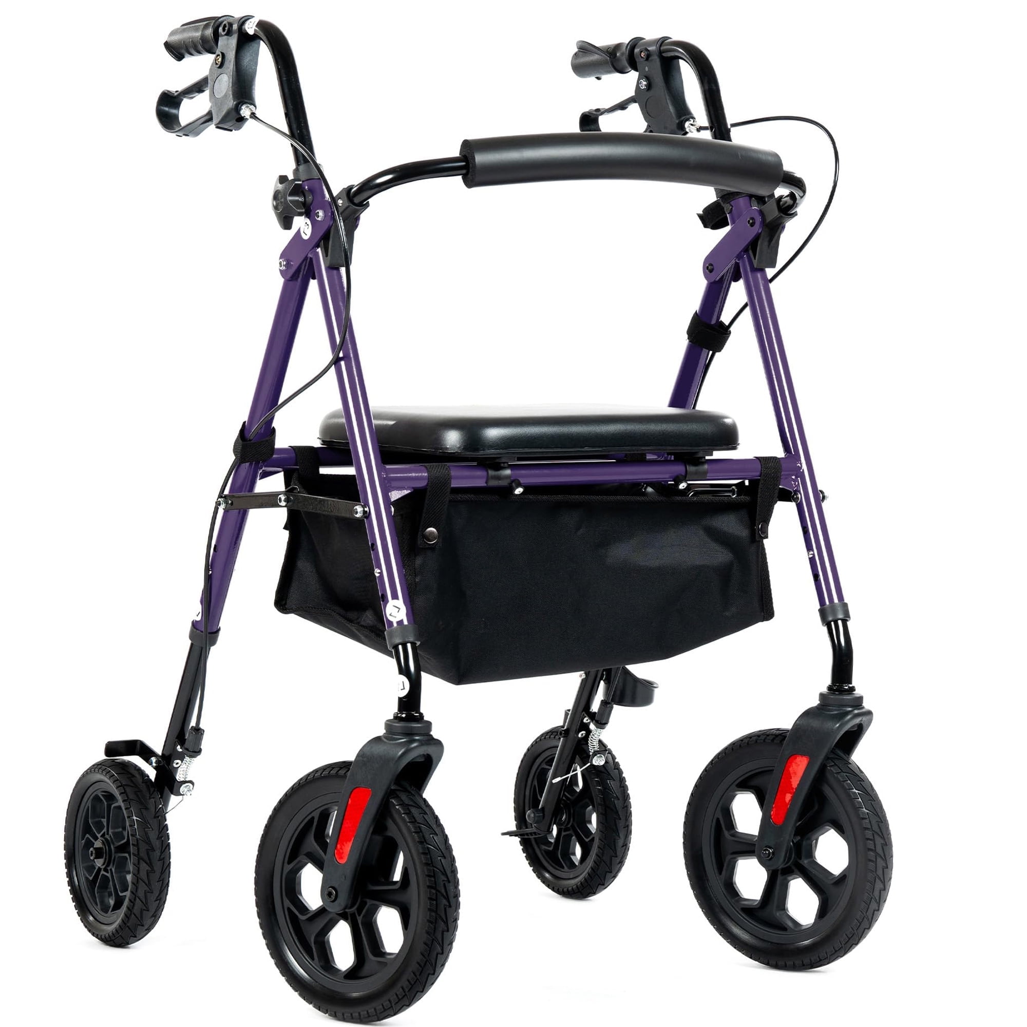 ELENKER Rollator Walker with 10" All-Terrain Wheels, Adjustable Padded ...