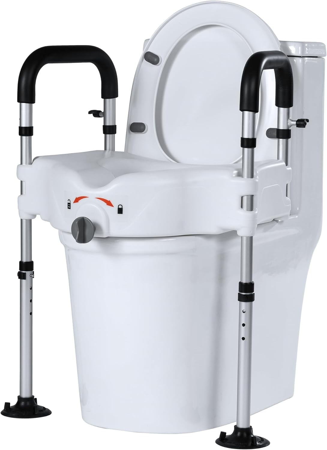 ELENKER Stand Alone Raised Toilet Seat with Handles, Medical Raised ...