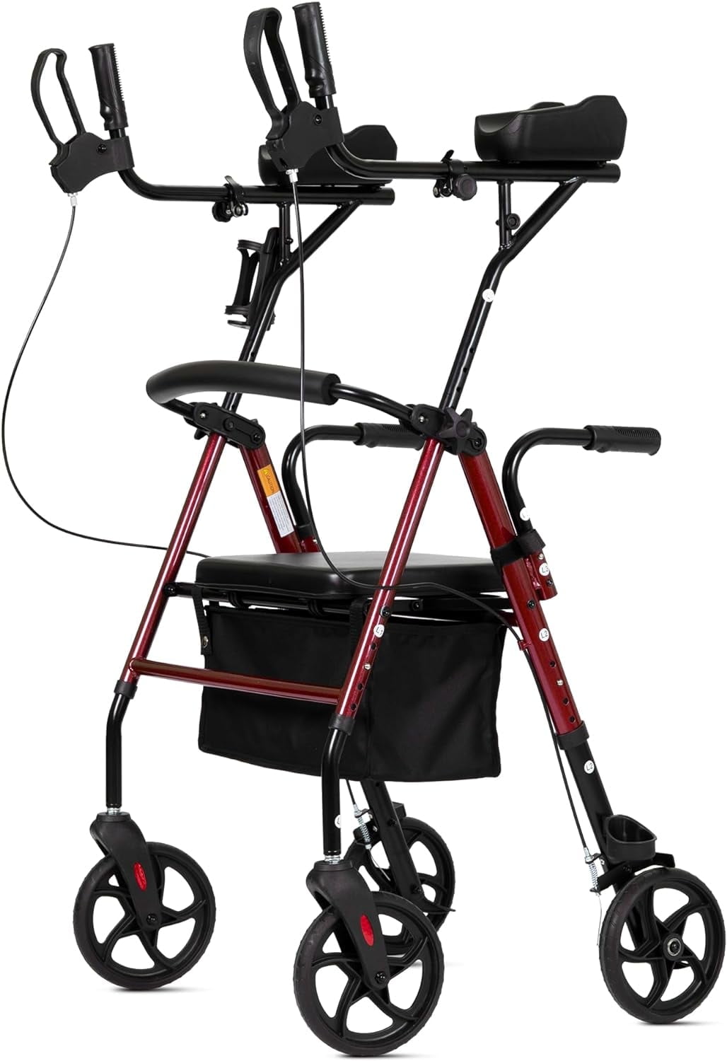 Elenker Foldable Tall Aluminum Rollator Walker with Sitting Seat ...