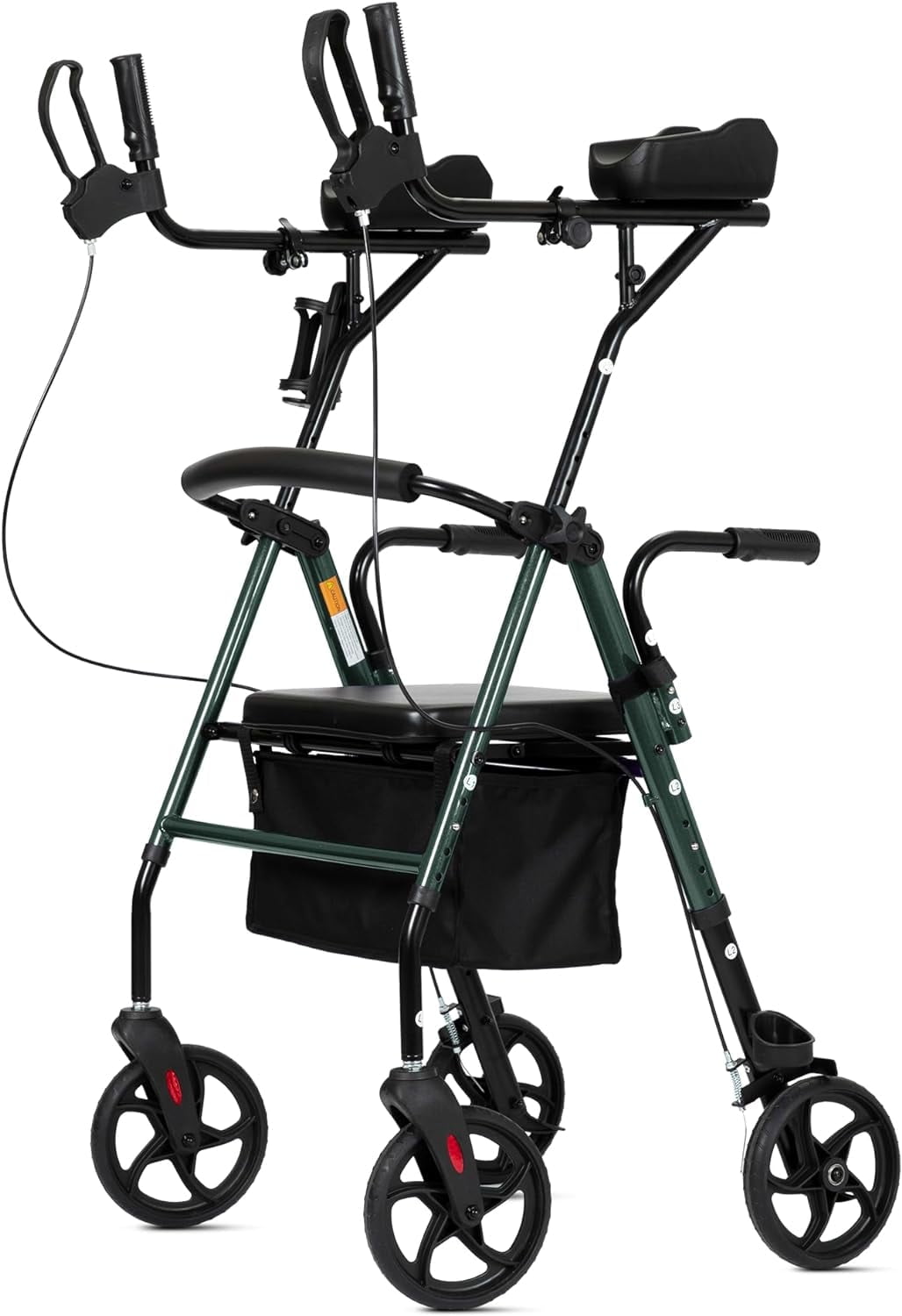 ELENKER Stand up Folding Rollator Walker, Aluminum Upright Rollator Walker with Seat and ...