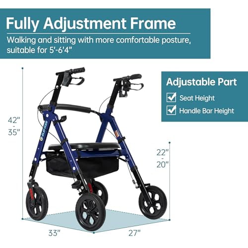 ELENKER All Terrain Heavy Duty Rollator Walker with Extra Wide Seat ... ELENKER All Terrain Heavy Duty Rollator Walker with Extra Wide Seat ...