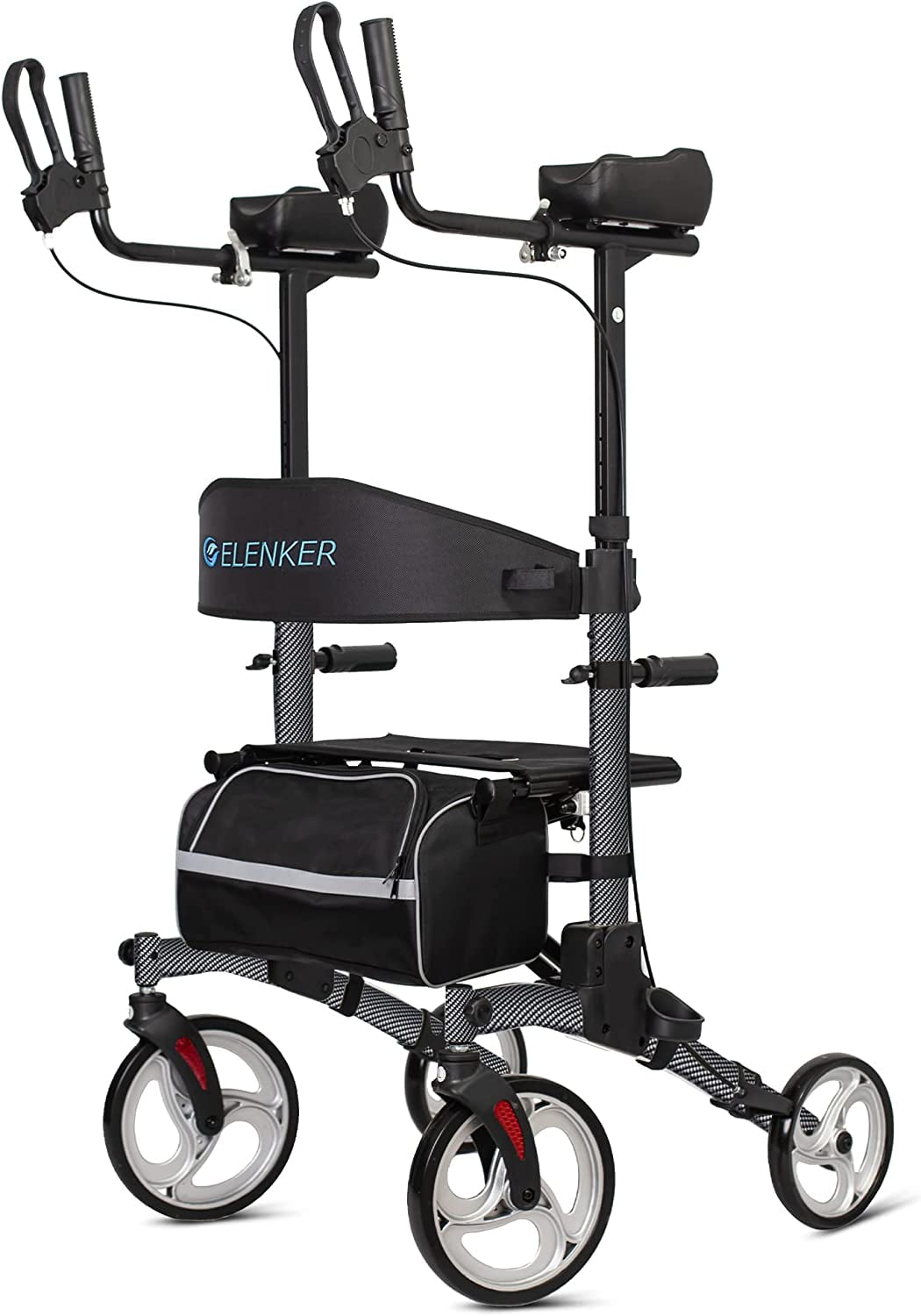 ELENKER Upright Rollator Walker, Tall Folding Rollator Walker with 10 ...