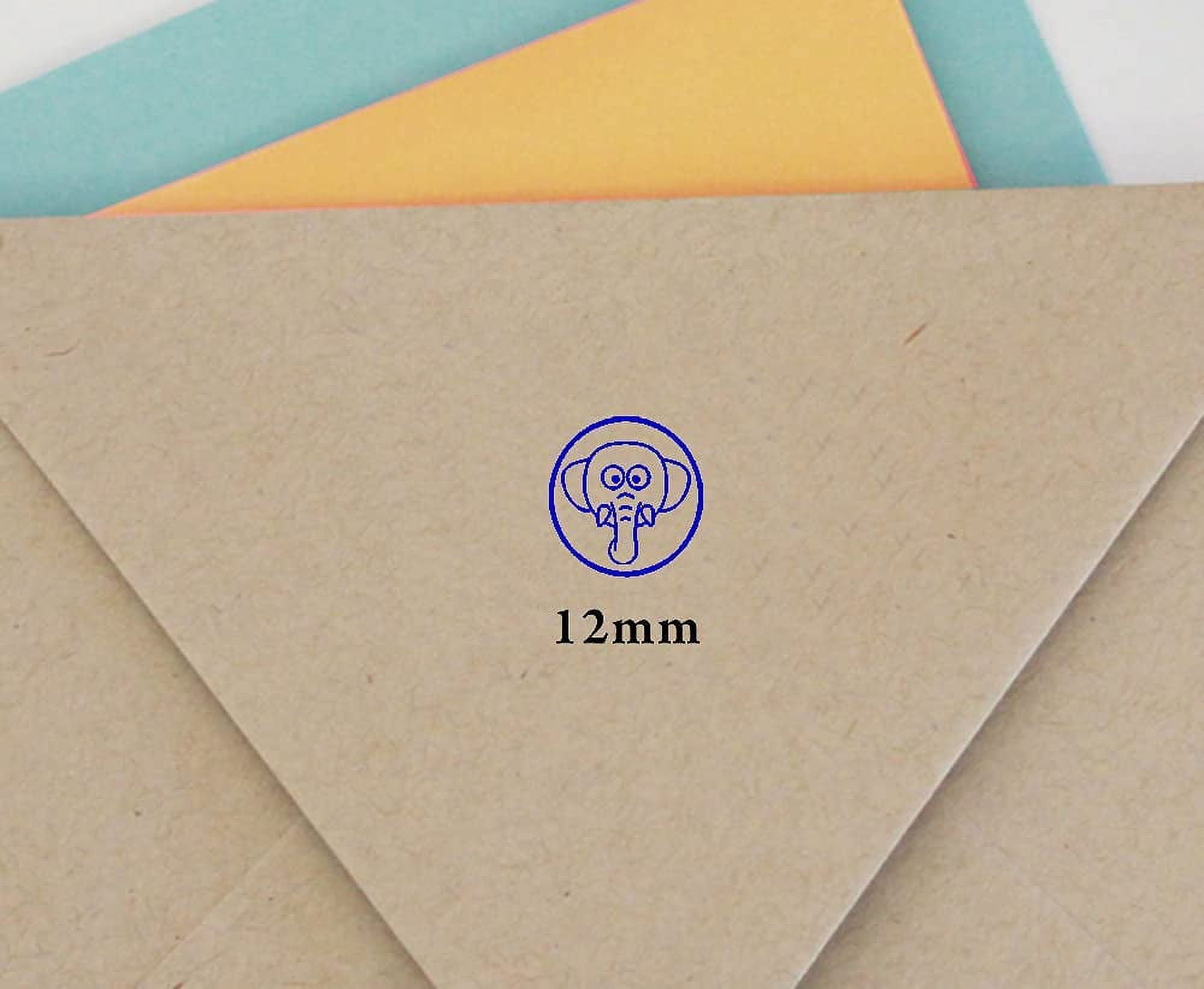 ELEPHANT FACE Self Inking Mini Rubber Stamp Colop Round Decorative ...