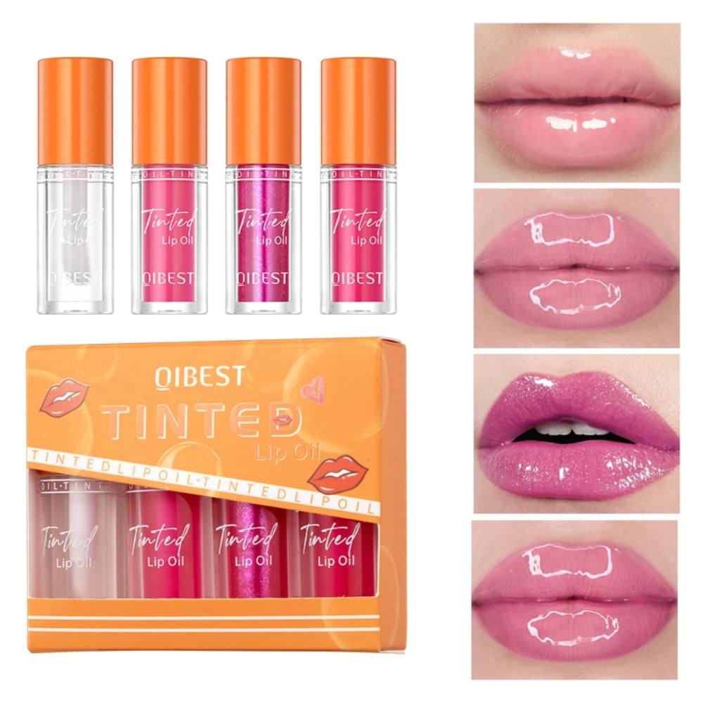 ELEWELT 4PCS Tinted Lip Oil Set, Moisturizing Lip Gloss, Long Lasting ...