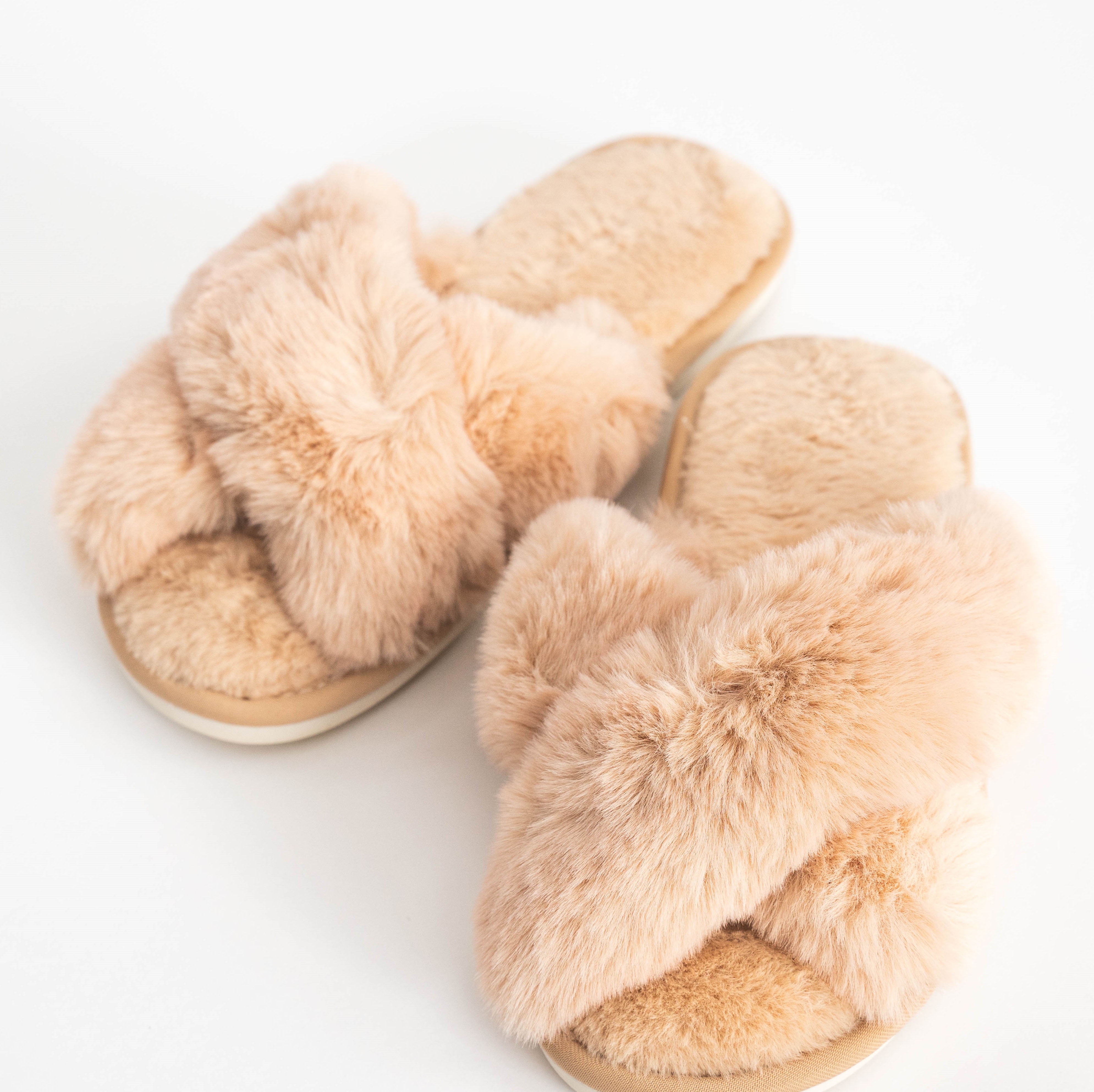 ELElax Women's Cross Band Slippers Fuzzy Soft House Slippers Plush Furry Warm Cozy Open Toe ...