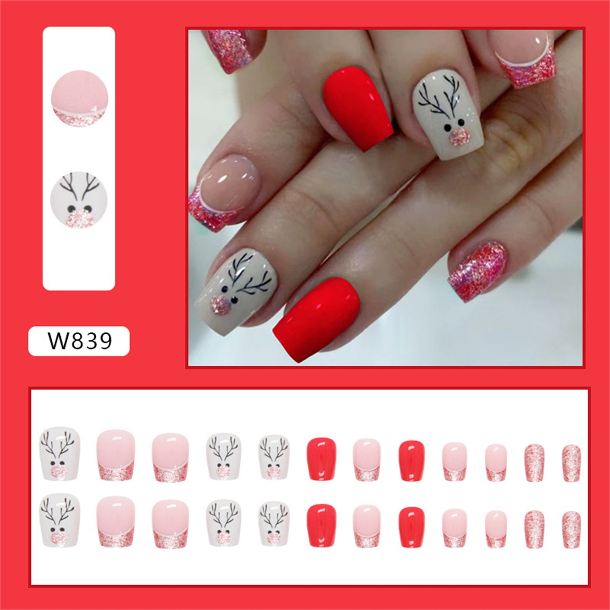 ELF Christmas Press on Nails, 24PCS Salon Like Press on Nails, Cartoon ...