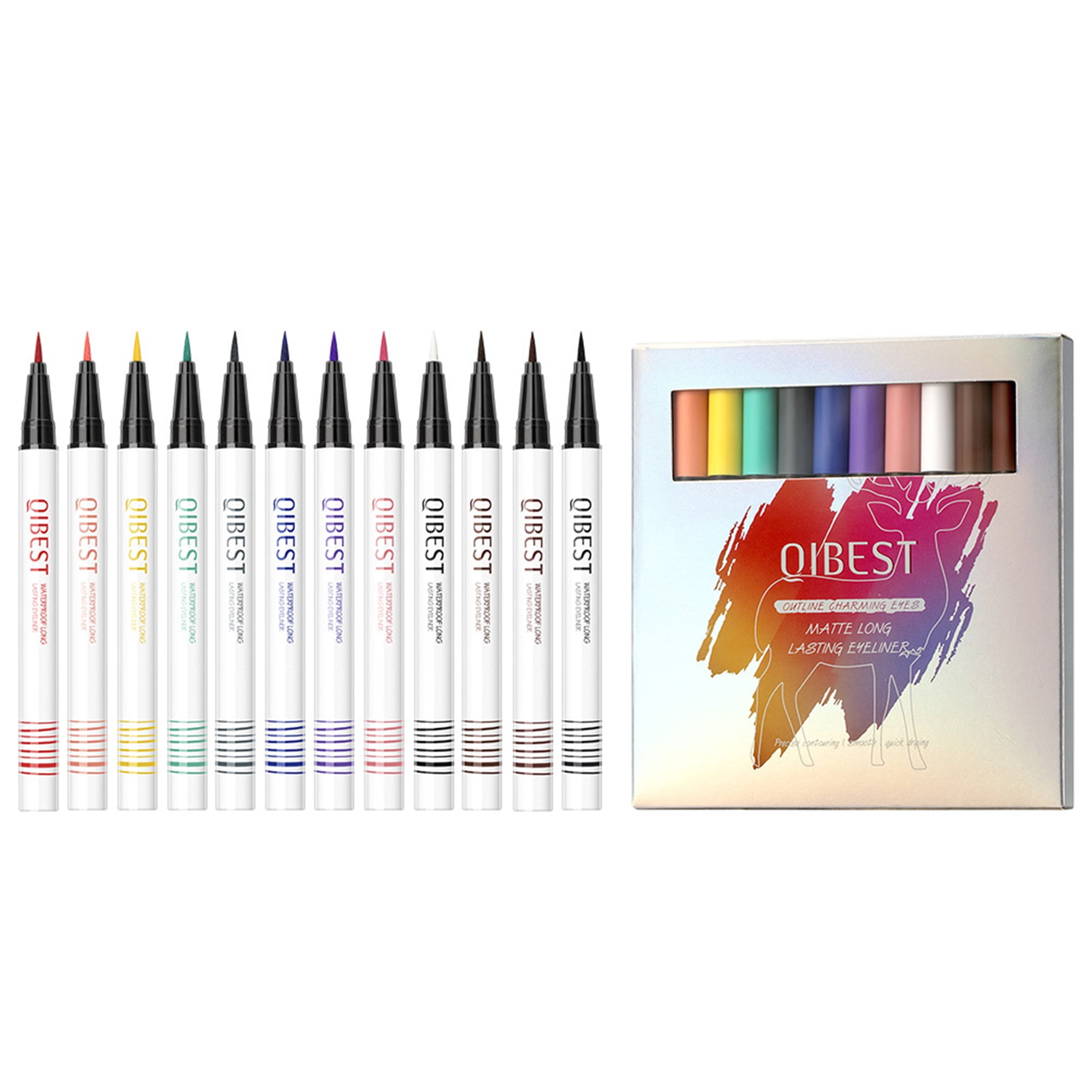 Colorful Liquid Eyeliner Set 12 Colors Long Lasting Waterproof Smudge ...