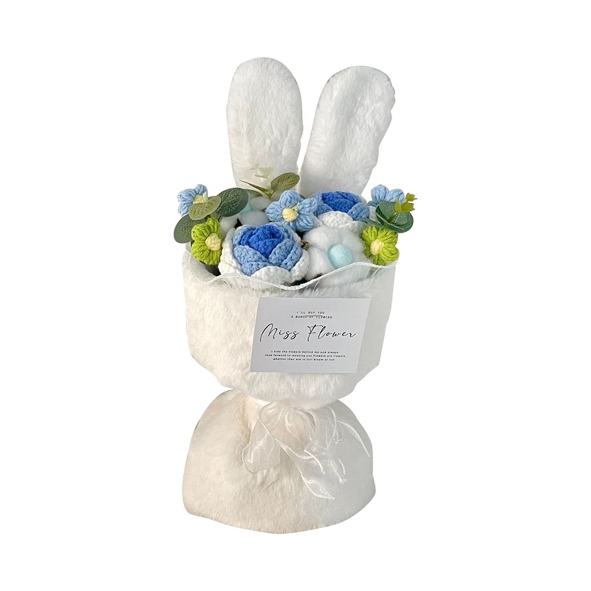 ELF Crochet Flower Bouquet with Rabbit Ears, Knitting Crochet Flower ...