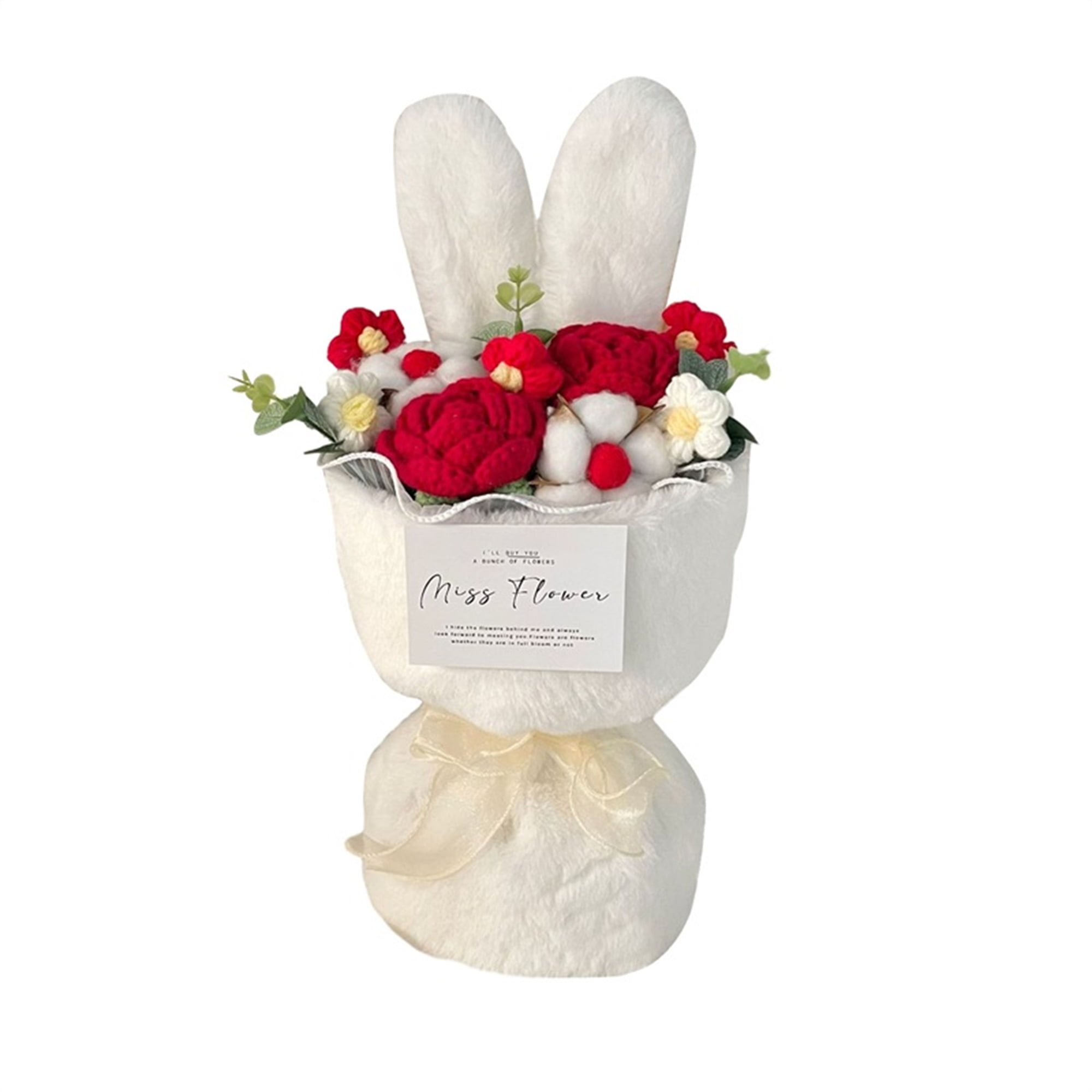 ELF Crochet Flower Bouquet with Rabbit Ears, Knitting Crochet Flower ...