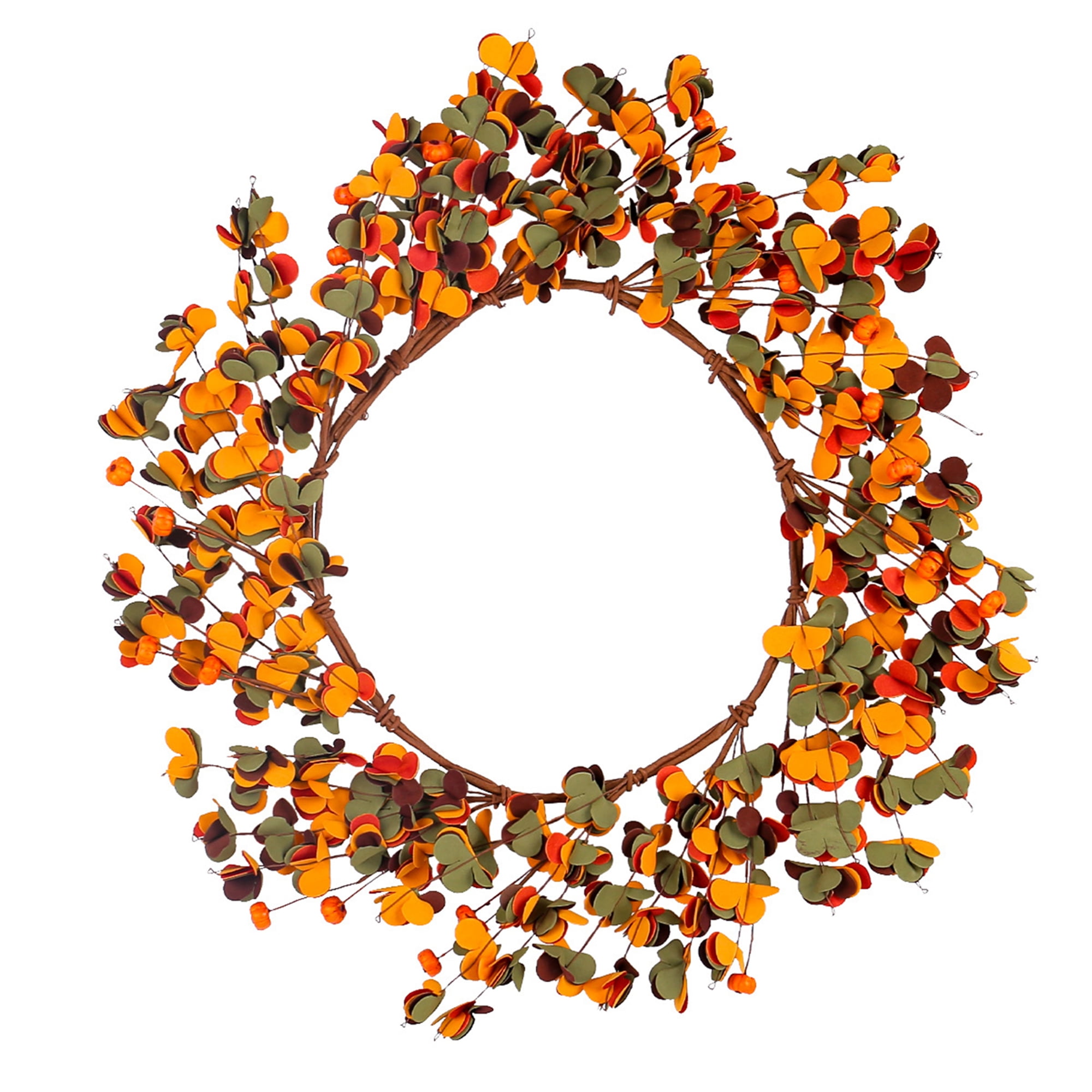 ELF Fall Eucalyptus Pumpkin Wreath Hanging Artificial Thanksgiving ...