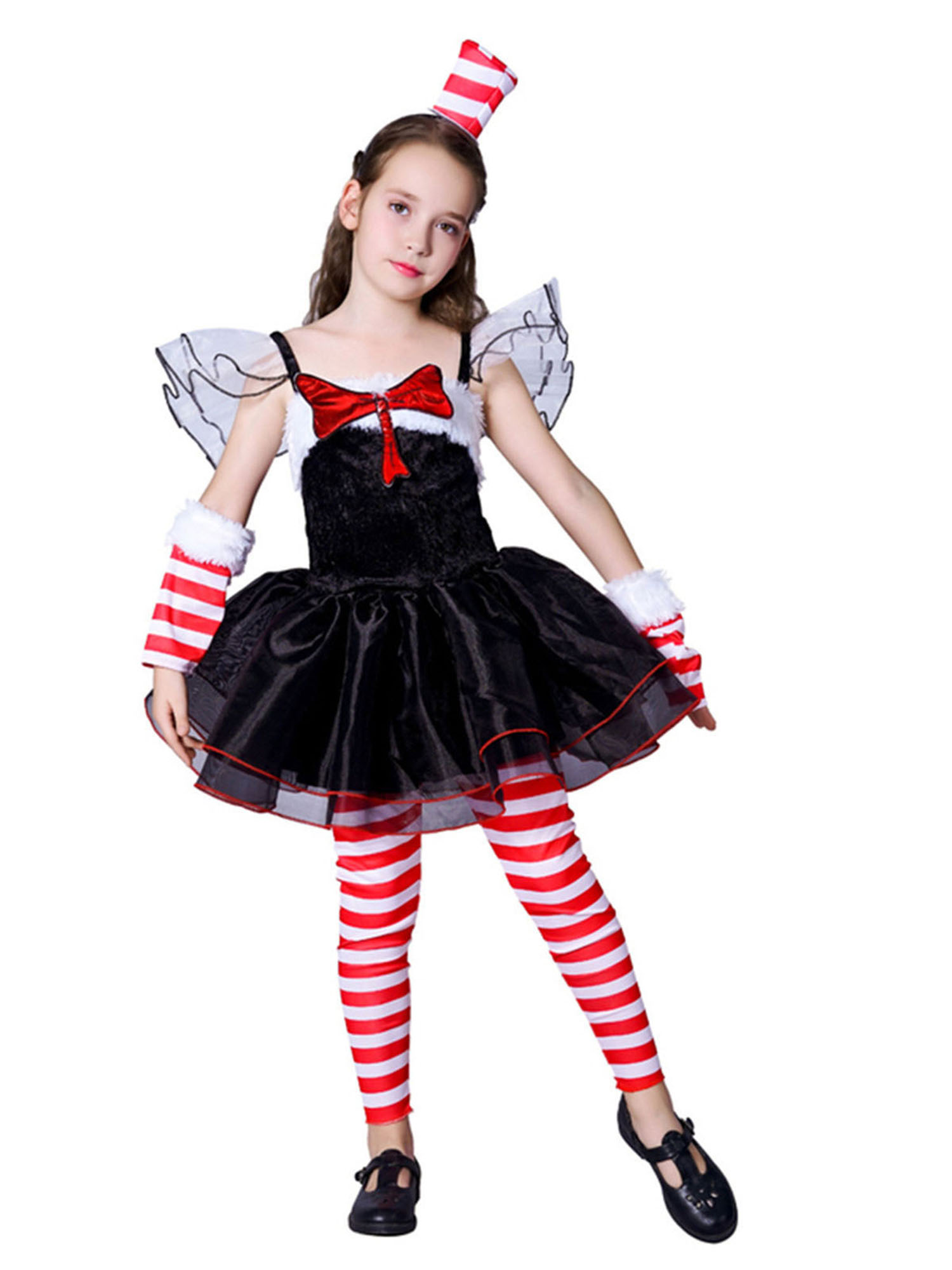 ELF Girls Christmas Cosplay Costume Elf Tulle Dress Stockings Arm Sleeves Headgear Sets for ...