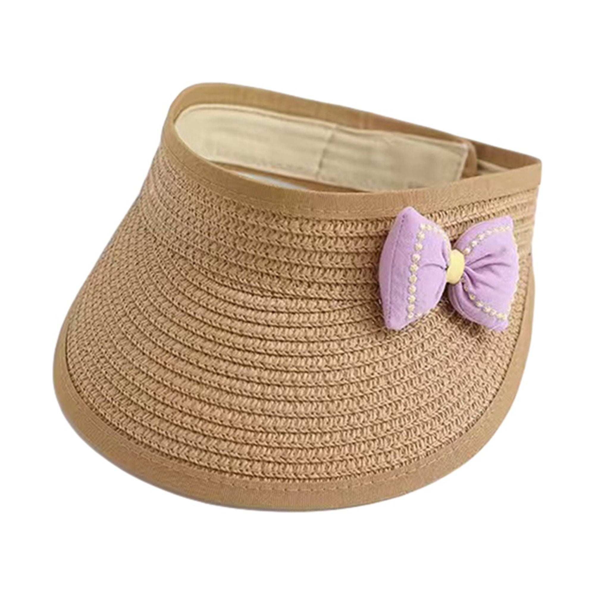 ELF Kid Girls Straw Hat, Soft Cute Bowknot Wide Brim Sun Hat Foldable ...
