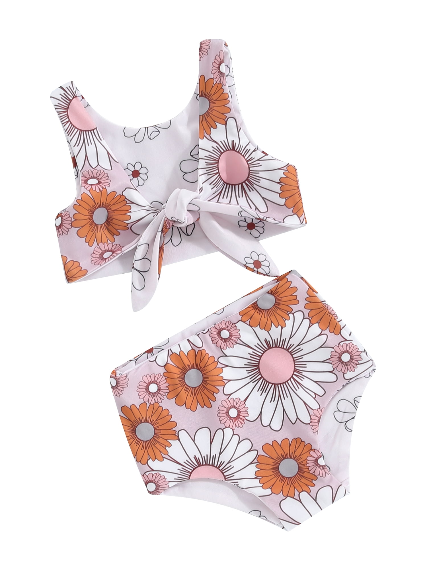 ELF Kids Girl Two Piece Swimsuits Summer Striped/Floral Print Knotted ...