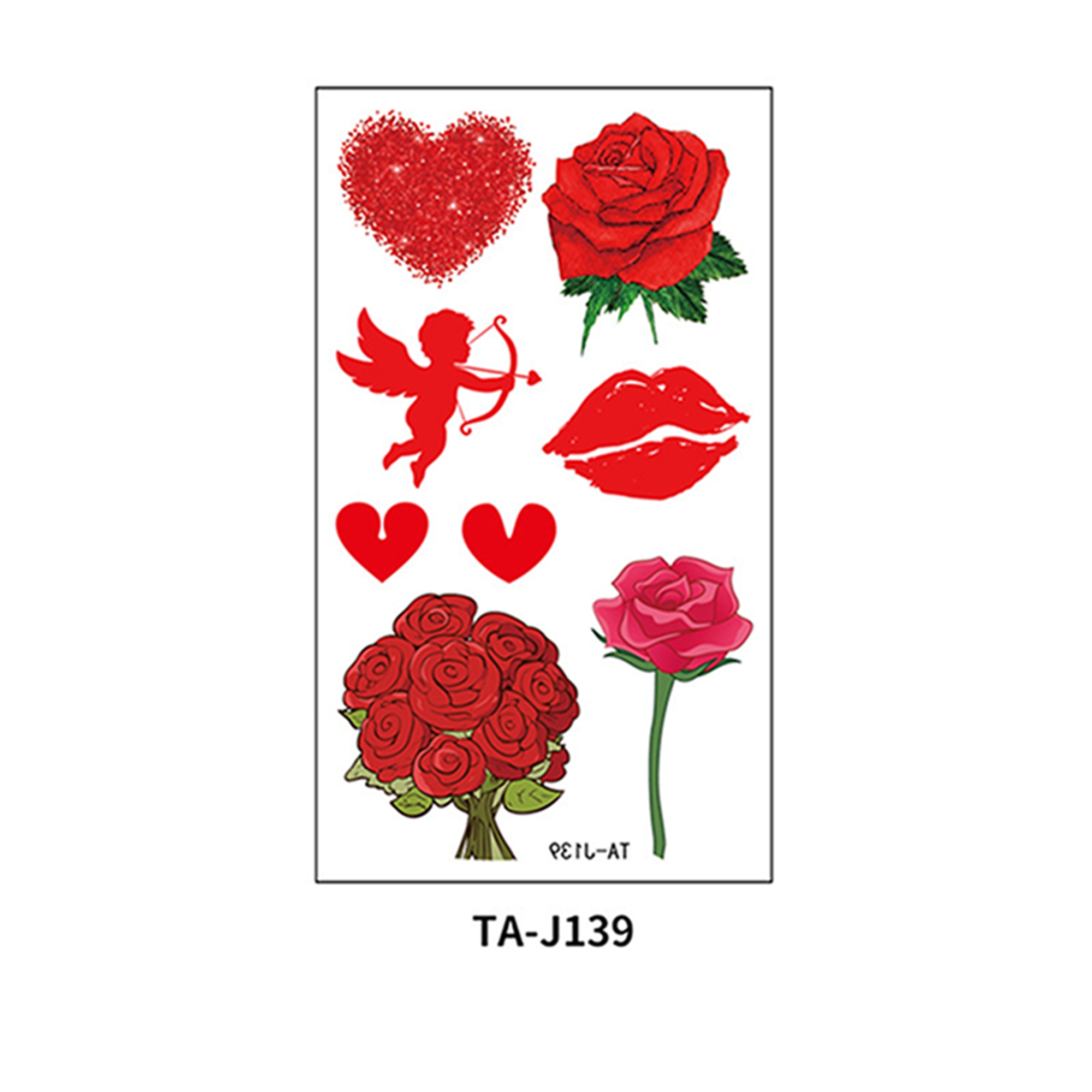 ELF Valentine’s Day Temporary Tattoos Red Heart Lips Rose Angel Fake ...