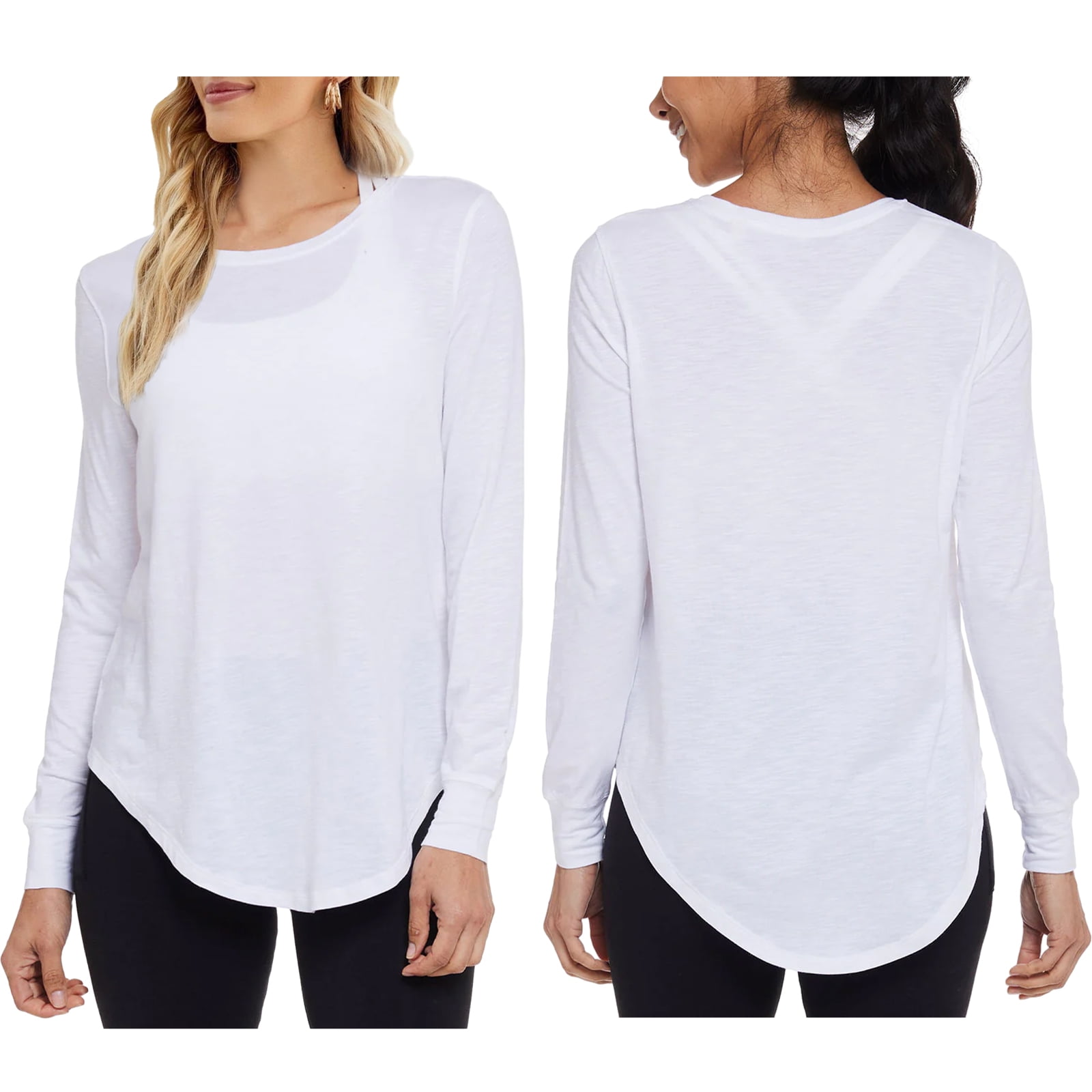 ELF Women Workout Tops Solid Color Long Sleeve Yoga Athletic Shirt for ...