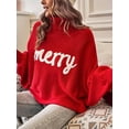 ELF Women's Christmas Sweaters Long Sleeve Turtleneck Letter Embroidery ...
