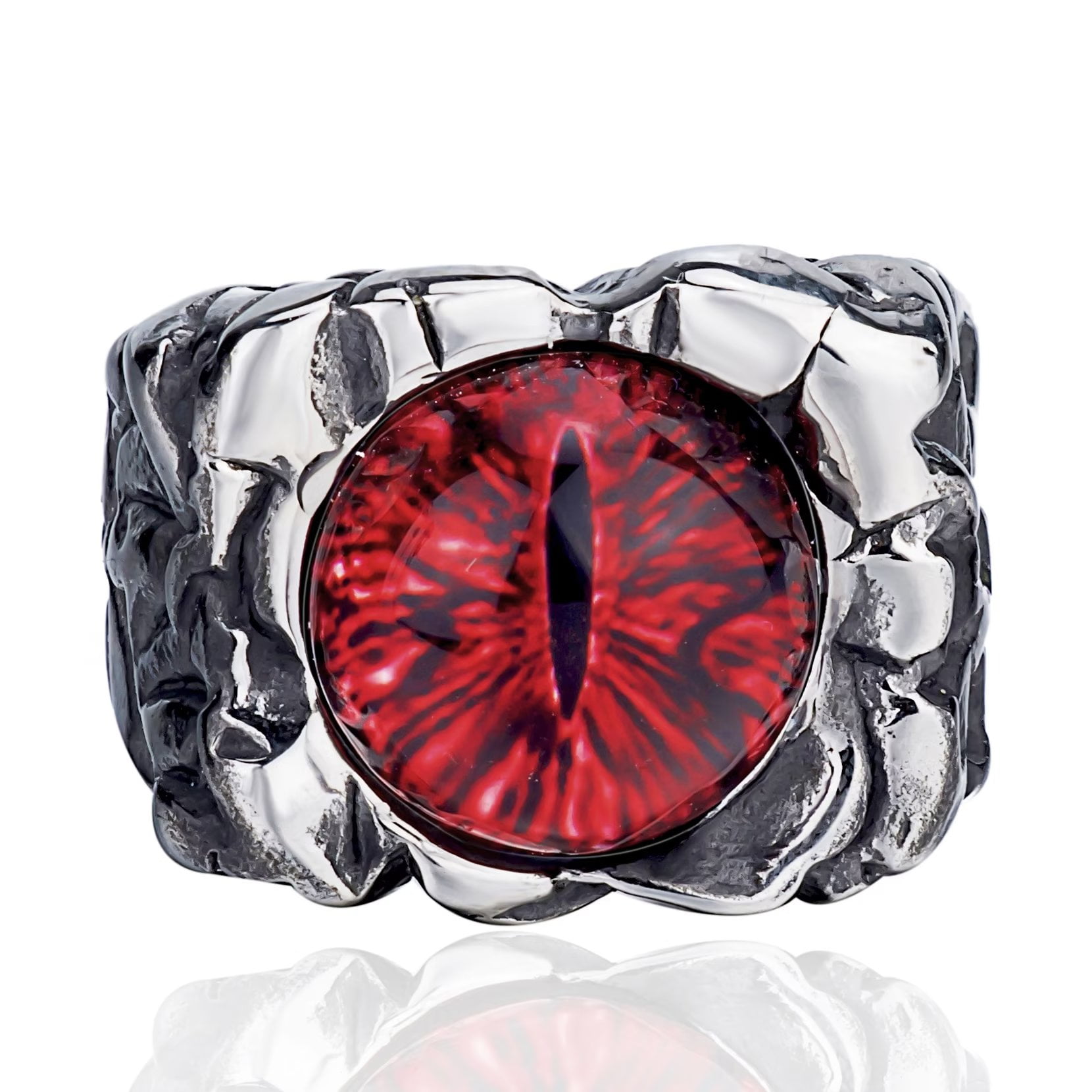 ELFASIO Men Stainless Steel Rings Red The Devil Dragon Eye/Eyes of Hell ...
