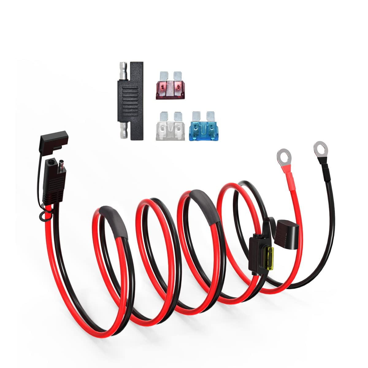 ELFCULB SAE Battery Connector, 12AWG SAE to O Ring Terminal Harness ...