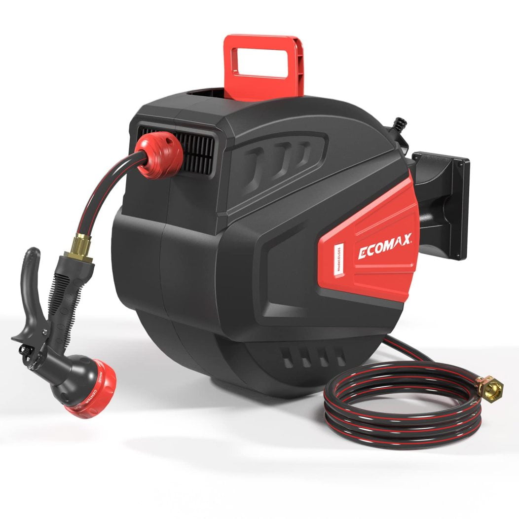 ELG01 1/2in. x 100ft Garden Hose Reel, Retractable Reel Storage with ...