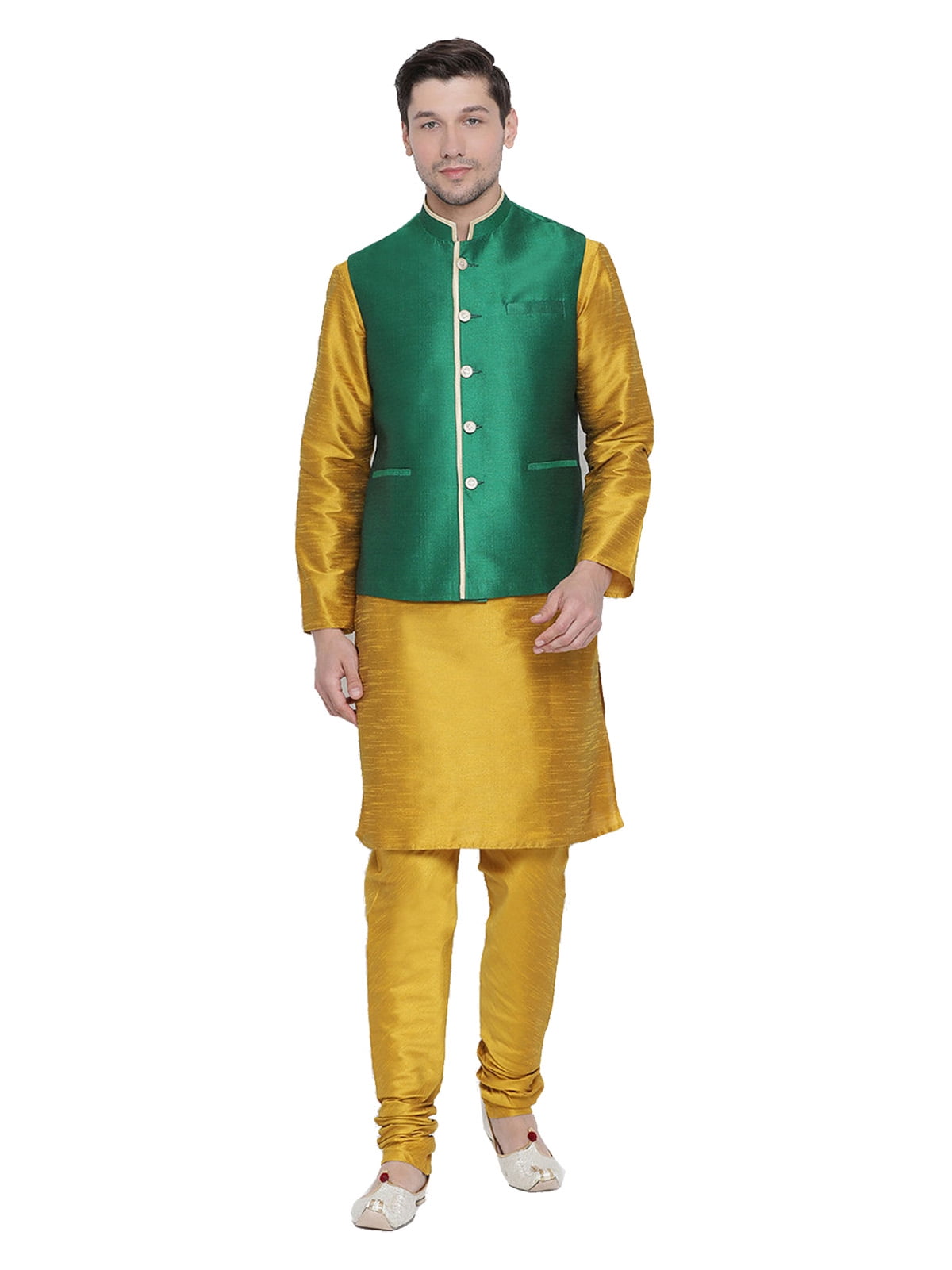 ELINA FASHION Men's Indian Silk Blend Kurta Pajama And Nehru Jacket ...