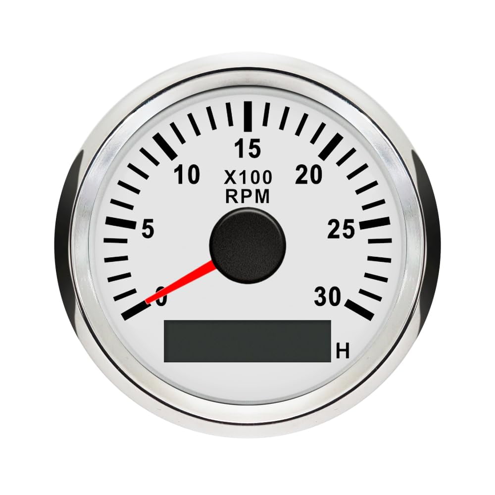 ELING 2 Inches Tachometer Meter 3000RPM with Hour Meter with Red ...
