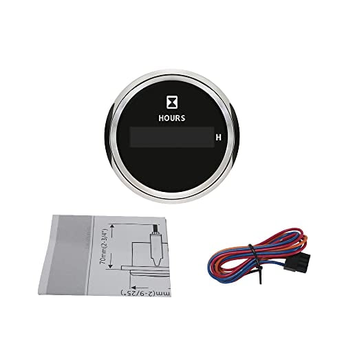 ELING Engine Digital Hourmeter Gauge 52mm(2") with Backlight 12V 24V for Motor Go Kart Boat Car ...