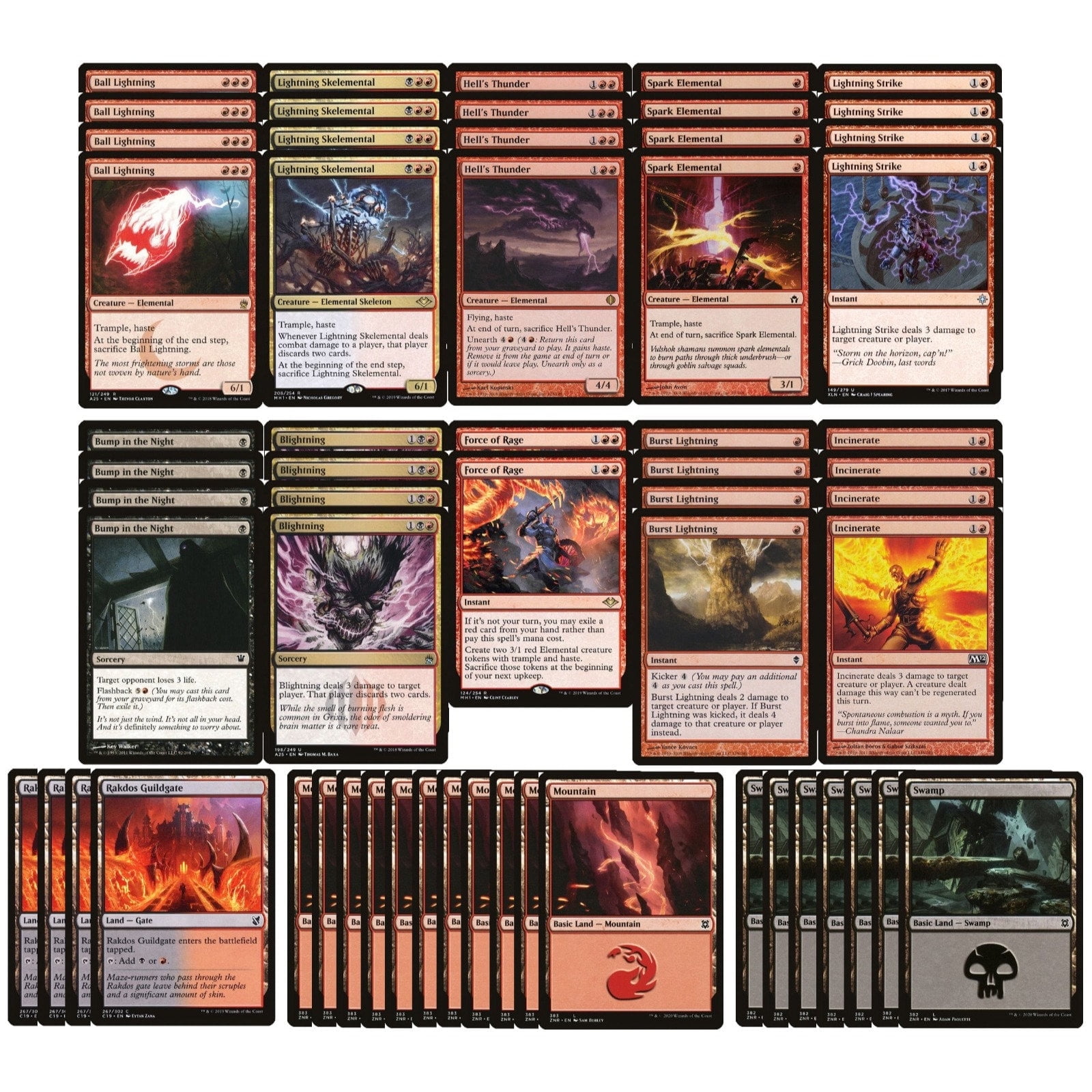 ELITE Ball Blightning Deck - Red Black - Aggro - 60 Card - Modern - MTG ...