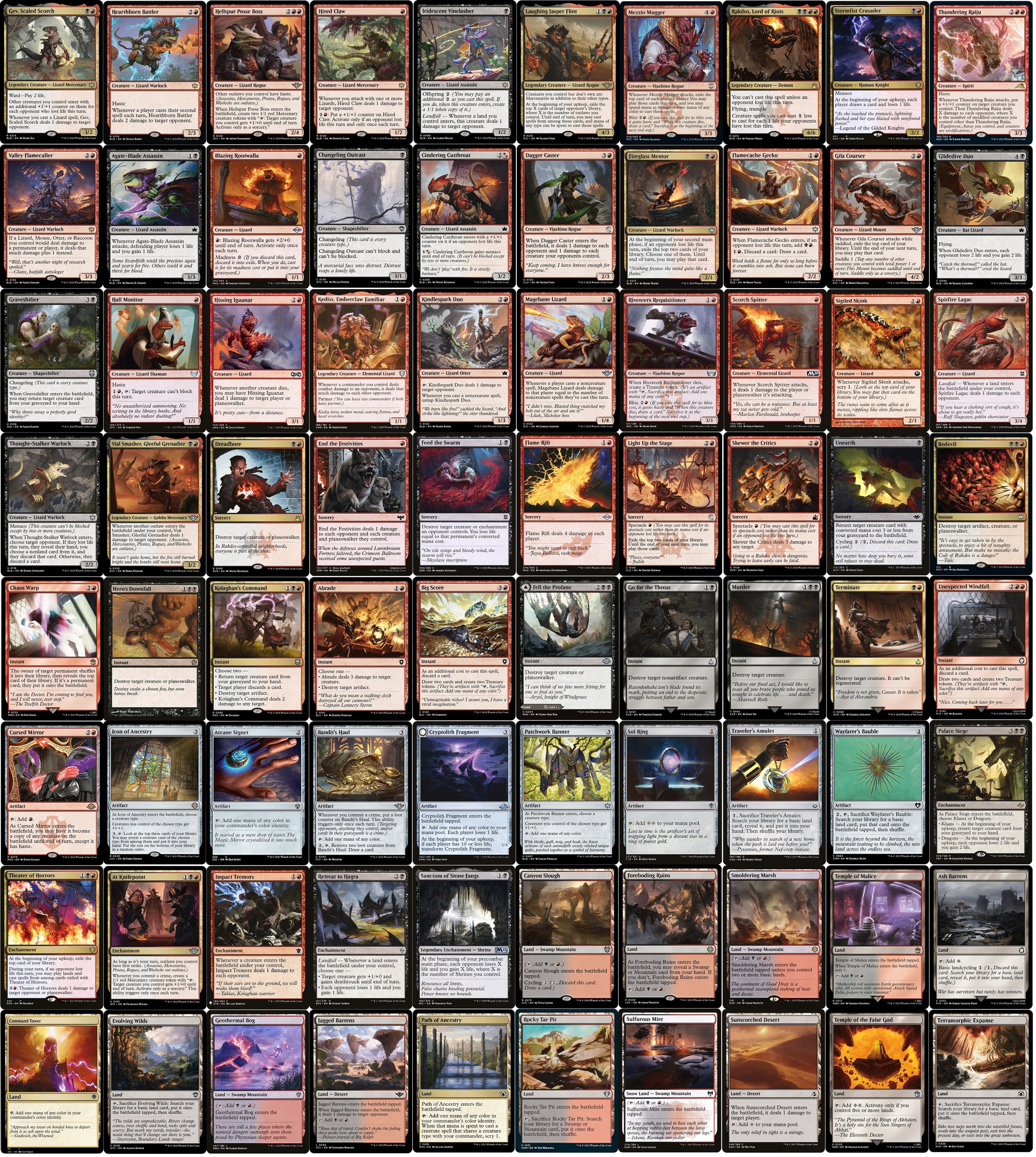 ELITE Commander Lizard Burn Deck - EDH - Rakdos - Gev -100 Card -MTG ...