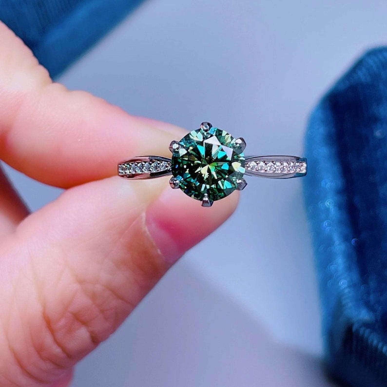 ELITE GEMS AND JEWELLERY 2ct Moissanite Ring, Sterling Silver Rings for ...