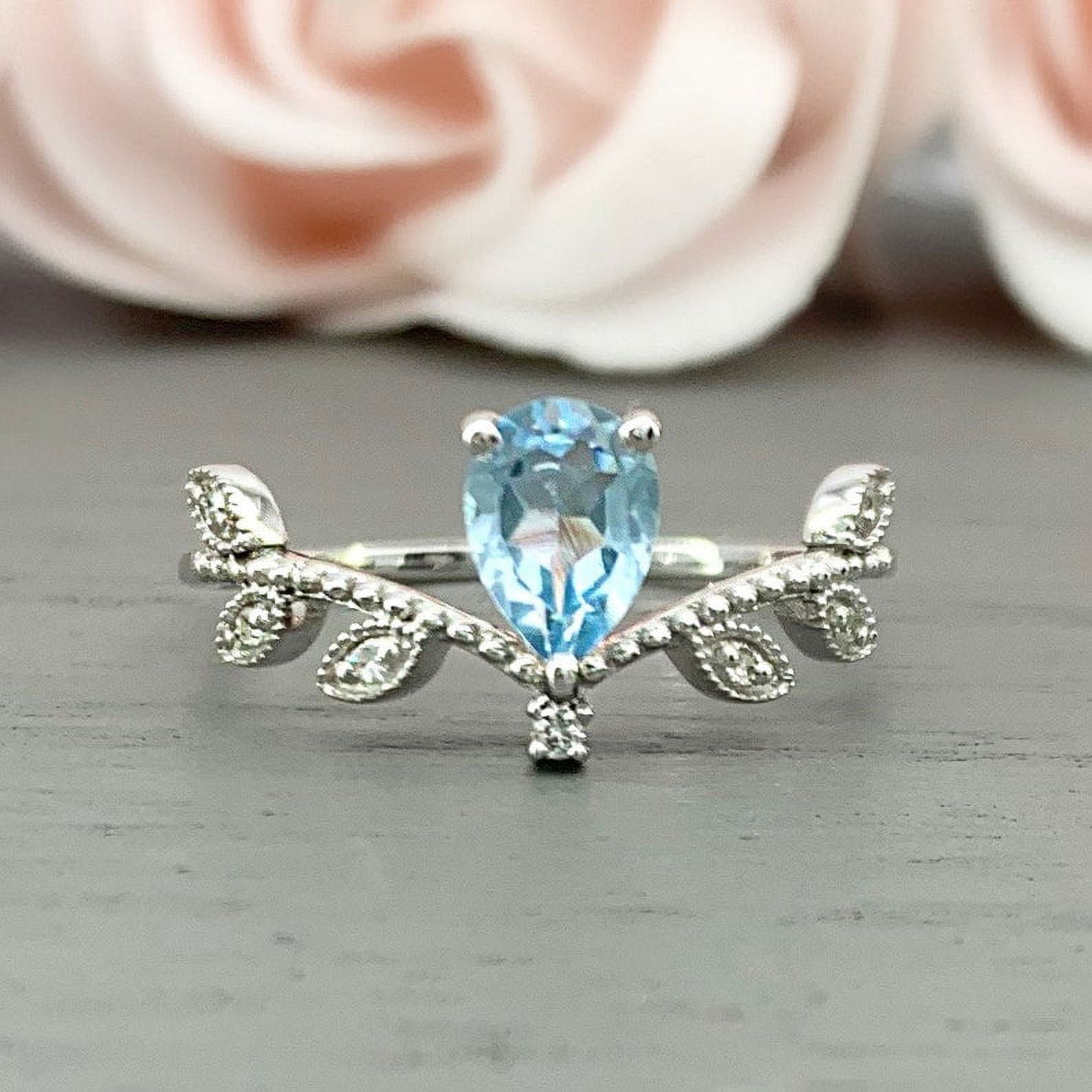 ELITE GEMS AND JEWELLERY Natural Pear Cut Aquamarine Gemstone Handmade ...