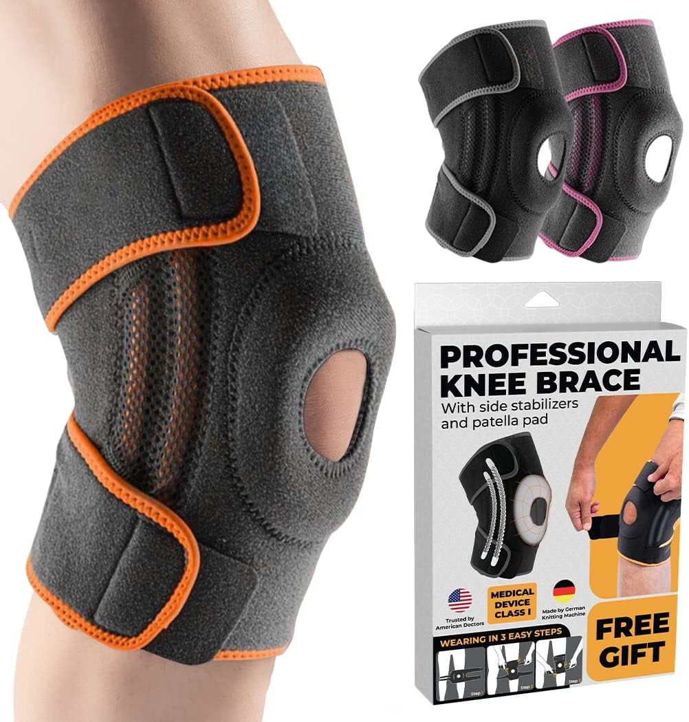 ELITE Knee Brace with Side Stabilizers & Patella Gel Pads for Maximum ...
